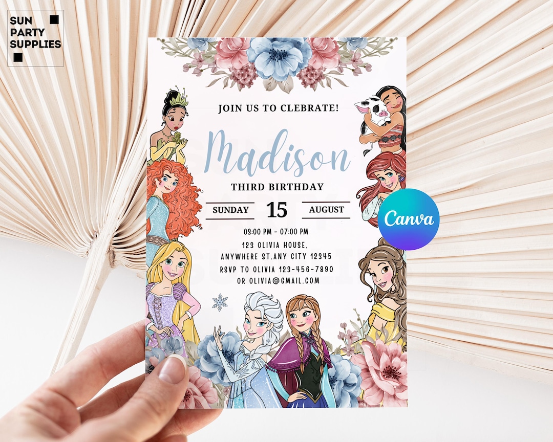 Editable Little Princess Birthday Invitation Template Girl Princess ...