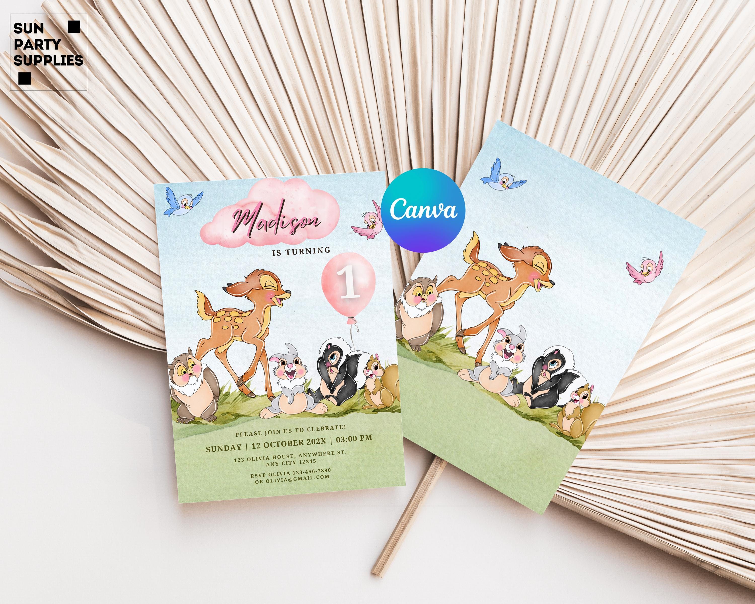 Editable Bambi Invitation First Birthday Oh Deer Bambi Birthday ...