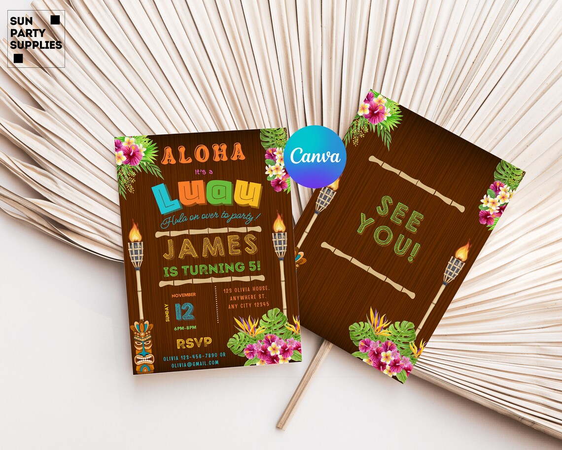Luau Invitation Aloha Invitation Tropical Invitation Luau Birthday ...