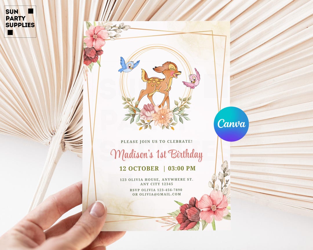 Bambi Invitation Bambi Birthday Invitation Oh Deer Woodland Birthday ...