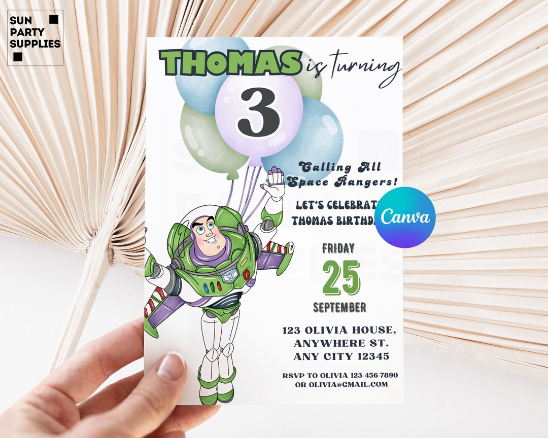 Buzz Light Year Invitation Buzz Birthday Invitation 3rd Toy Story ...