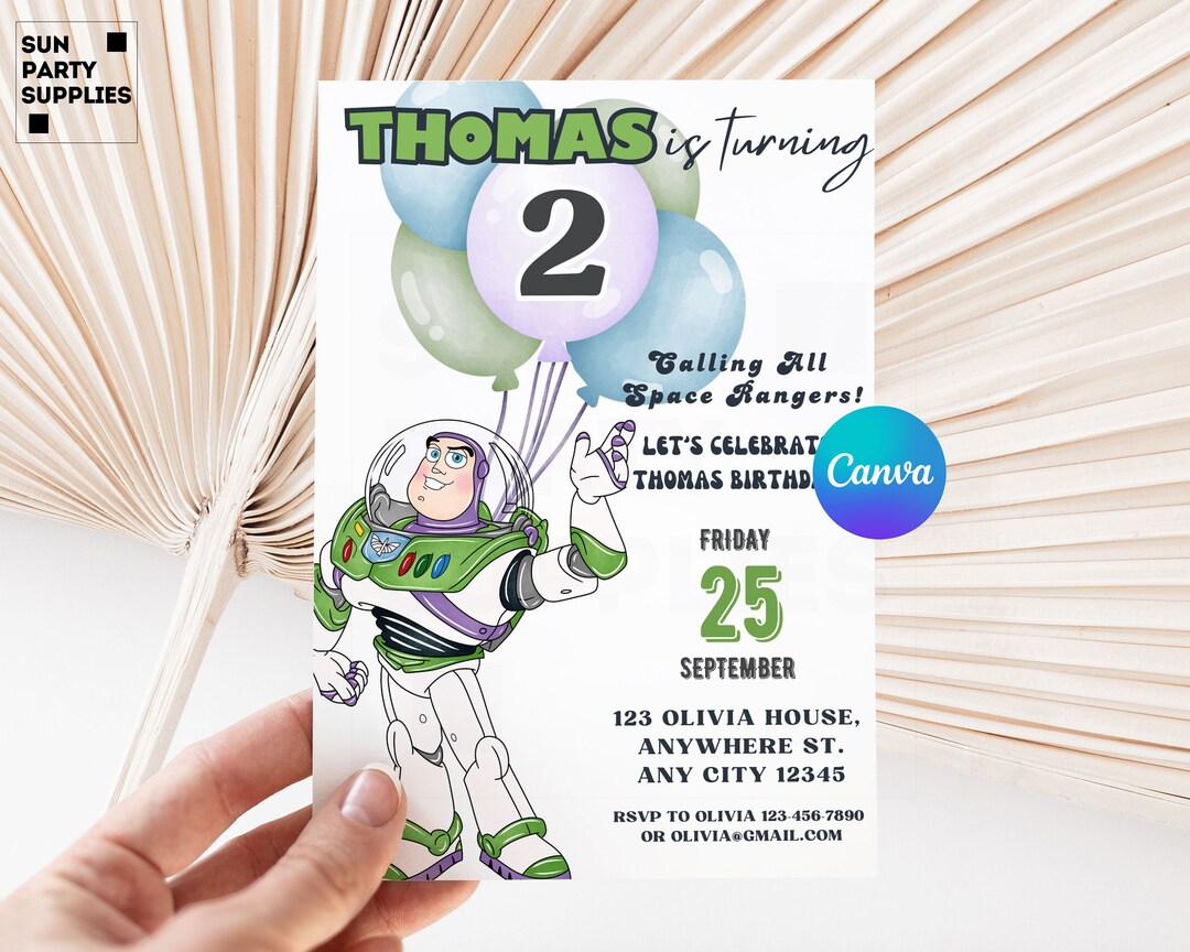 Buzz Lightyear 2nd Birthday Invitation, Toy Story Theme (digital) - Etsy