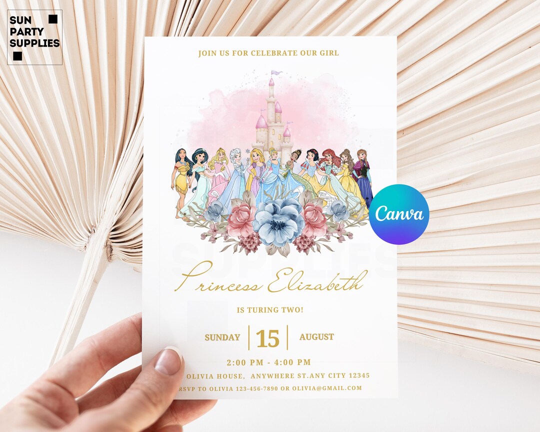 Editable Princess Invitation Girl Princess Birthday Invitation Princess ...