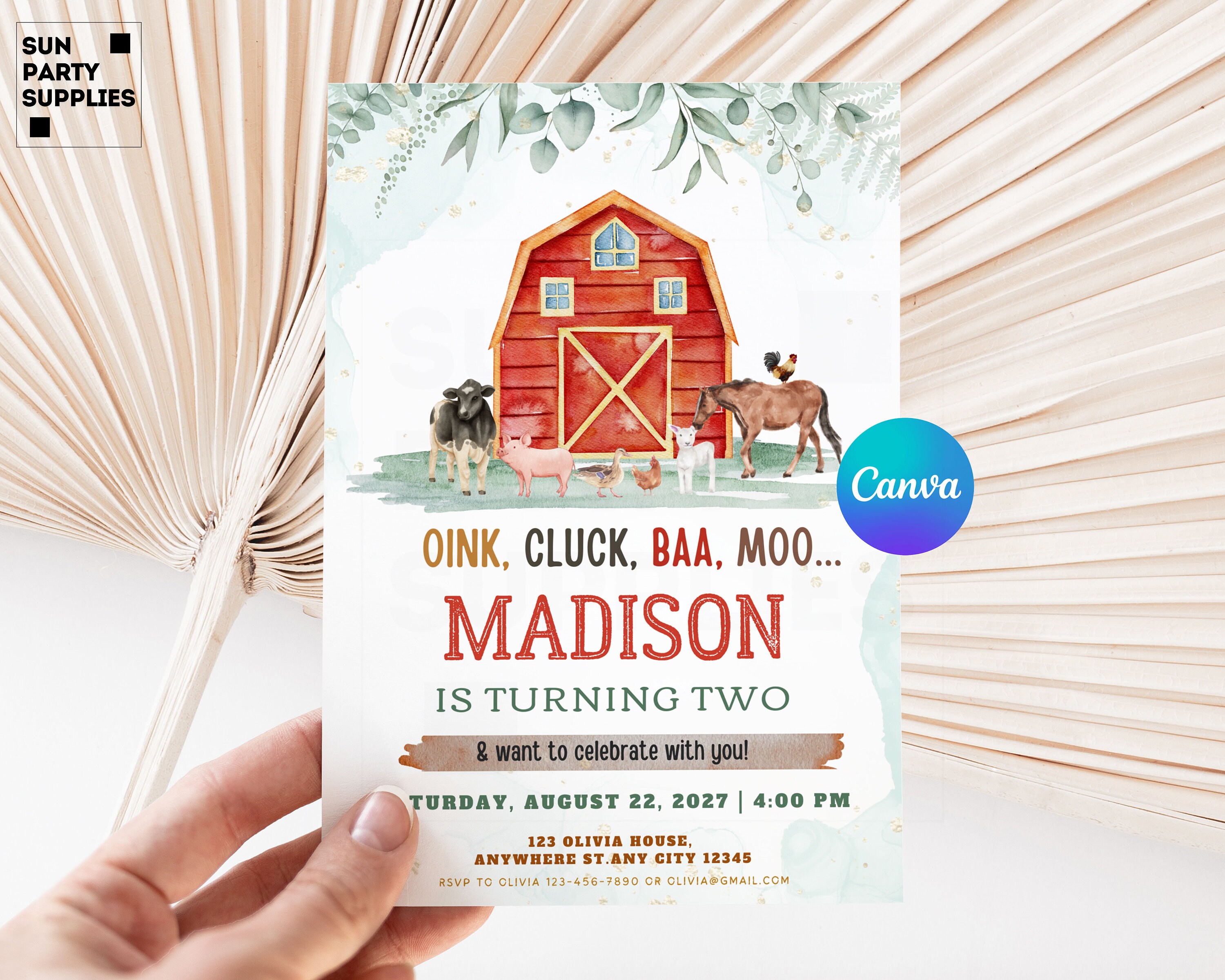 Farm Birthday Party Invitation Farm Animals Birthday Invitation ...