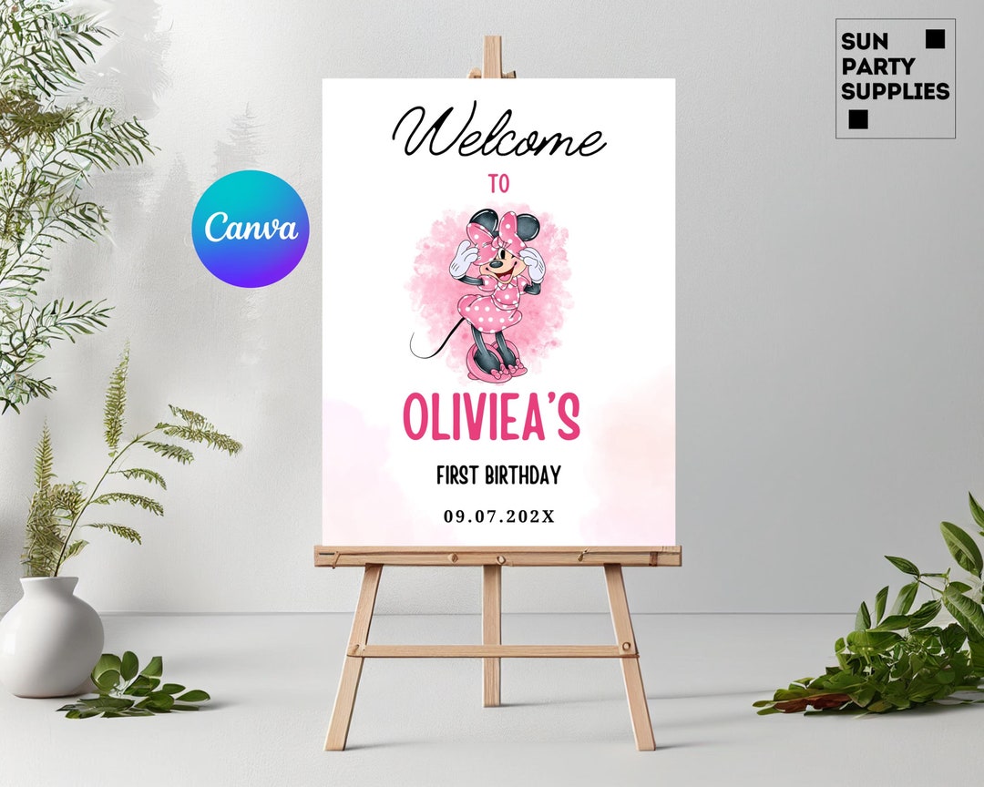 Pink Minnie Mouse Welcome Sign Minnie Welcome Sign Minnie Welcome ...
