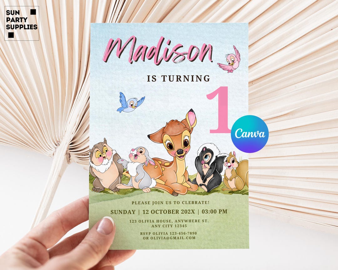 Editable Bambi Birthday Invitation, Woodland Party (digital Download ...