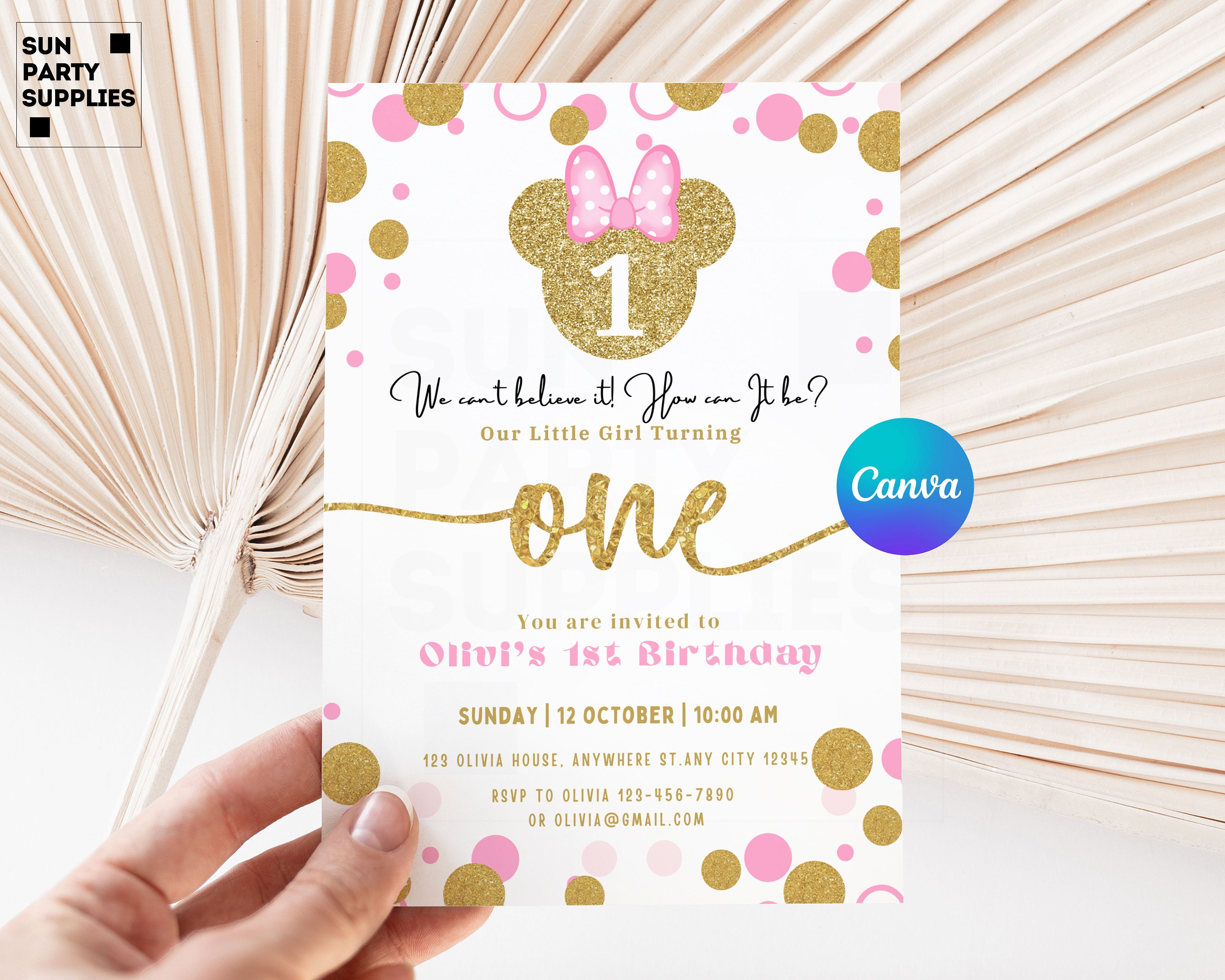 1st Birthday Minnie Invitations Minnie Mouse Birthday Invitation, Mouse ...