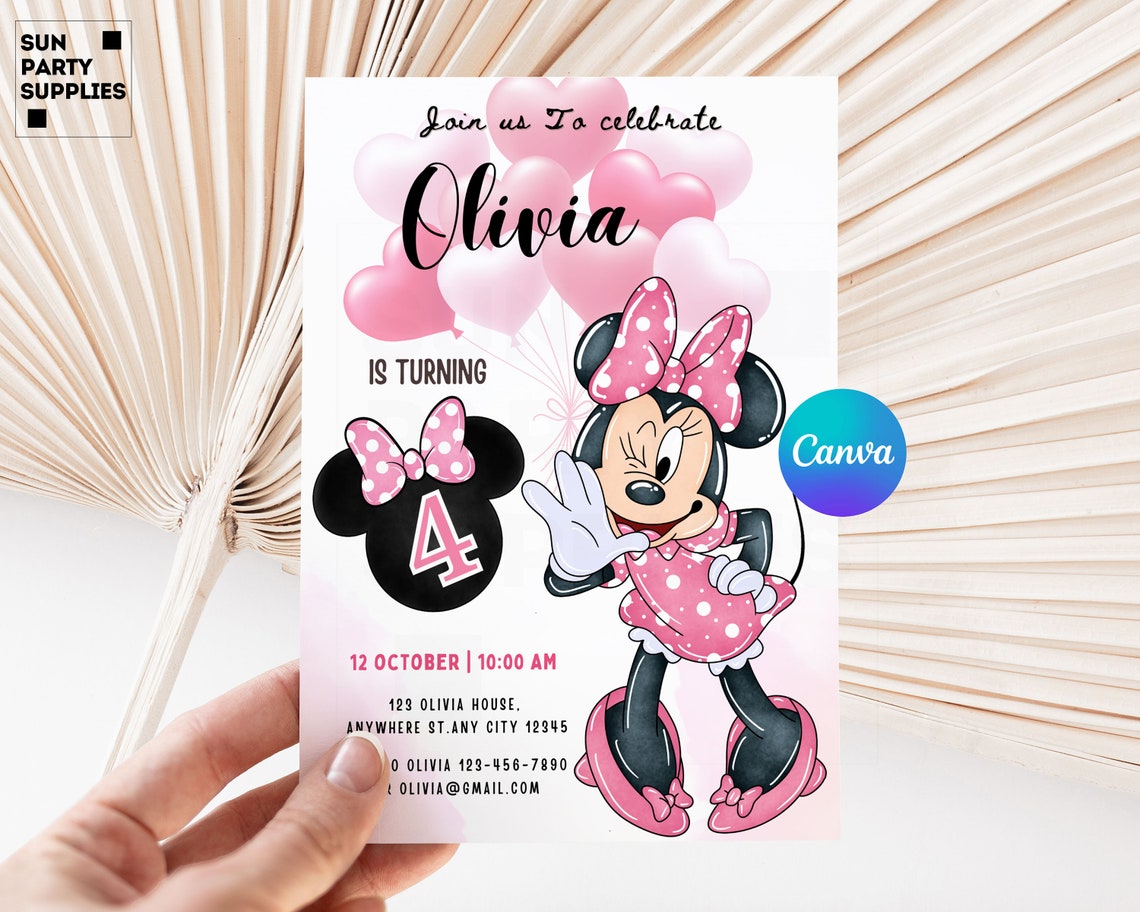 Minnie Mouse Invitation Birthday, Printable Minnie Mouse Birthday Party ...
