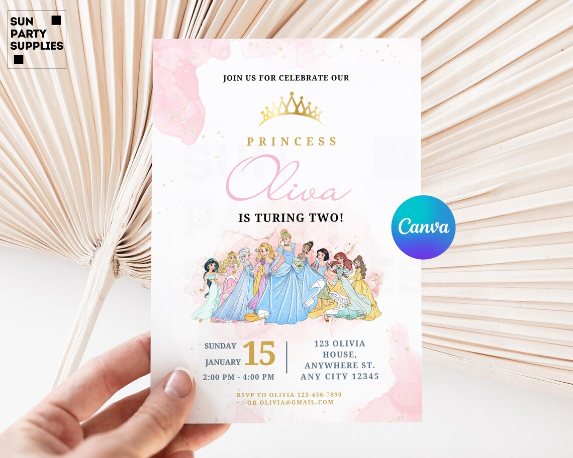 Editable Princess Party Invitation Princess Invitation Girl Princess ...