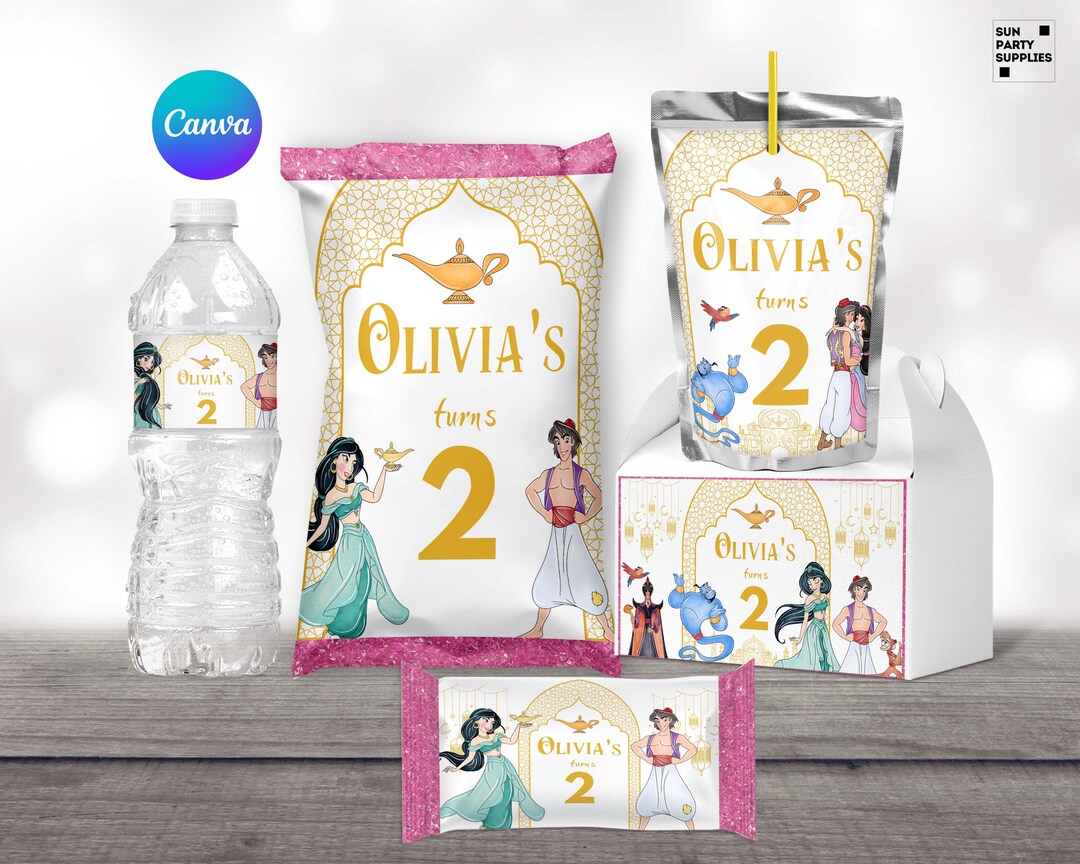 Princess Jasmine Birthday Party Favor Labels (digital Download) - Etsy