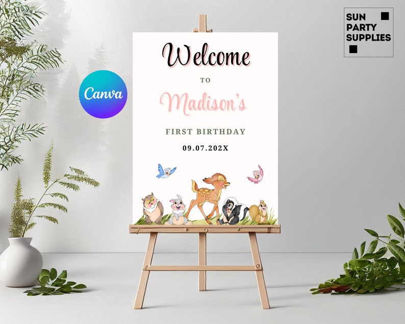 Bambi Welcome Sign: Birthday Party Banner Poster (digital Download) - Etsy