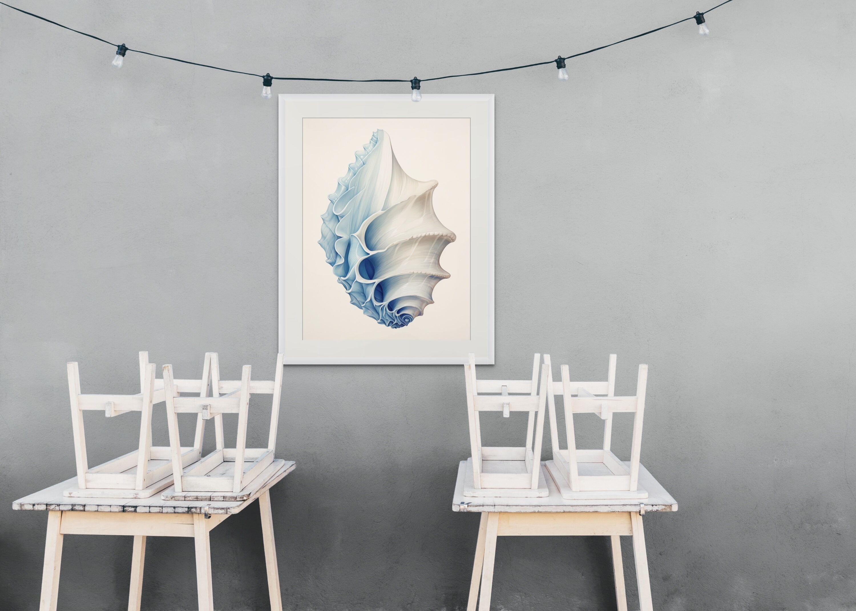 Blue Conch Shell Poster I | Conch Shell Print | Vintage Shell Print ...