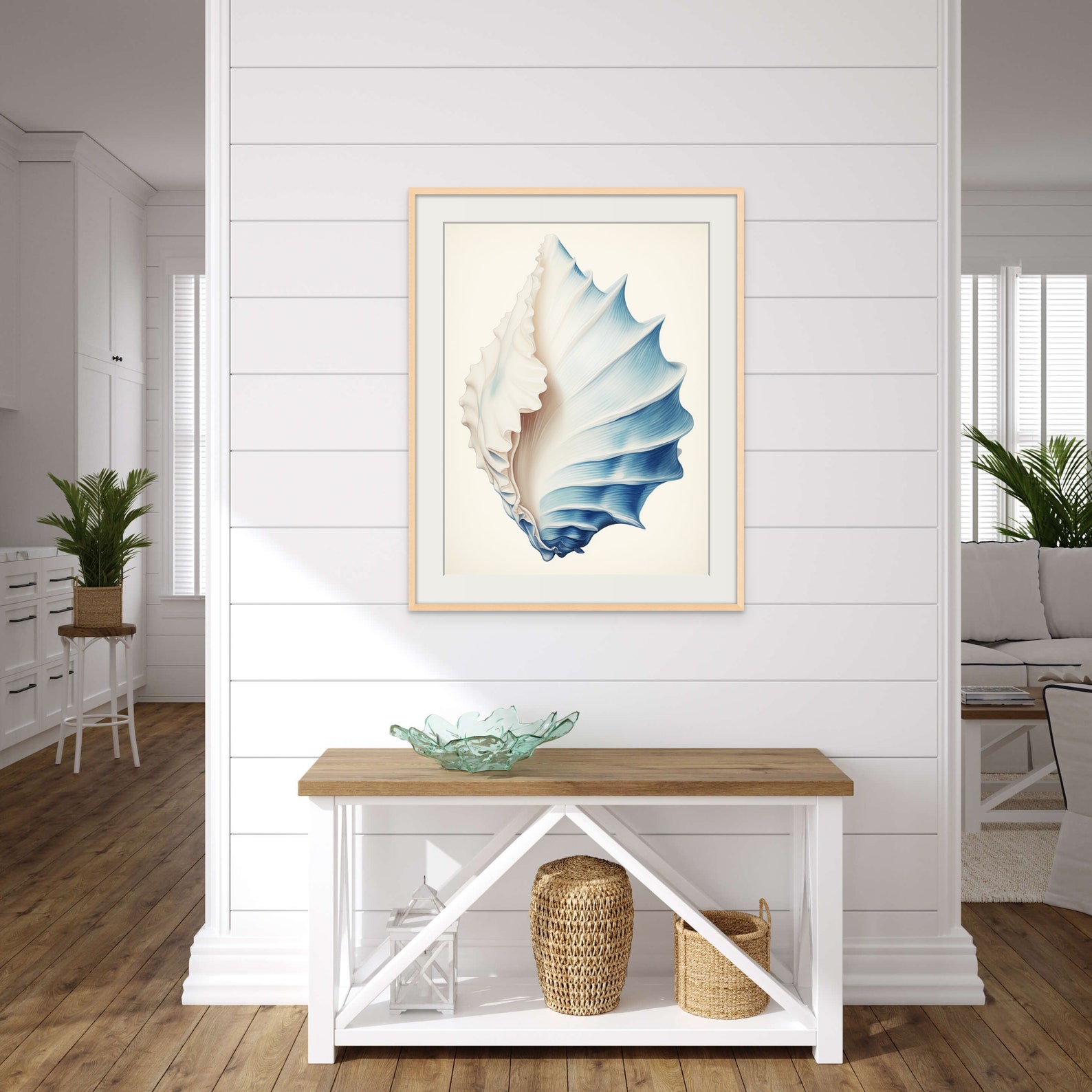 Blue Conch Shell II | Vintage Shell Poster | Hamptons Decor | Beach Art ...