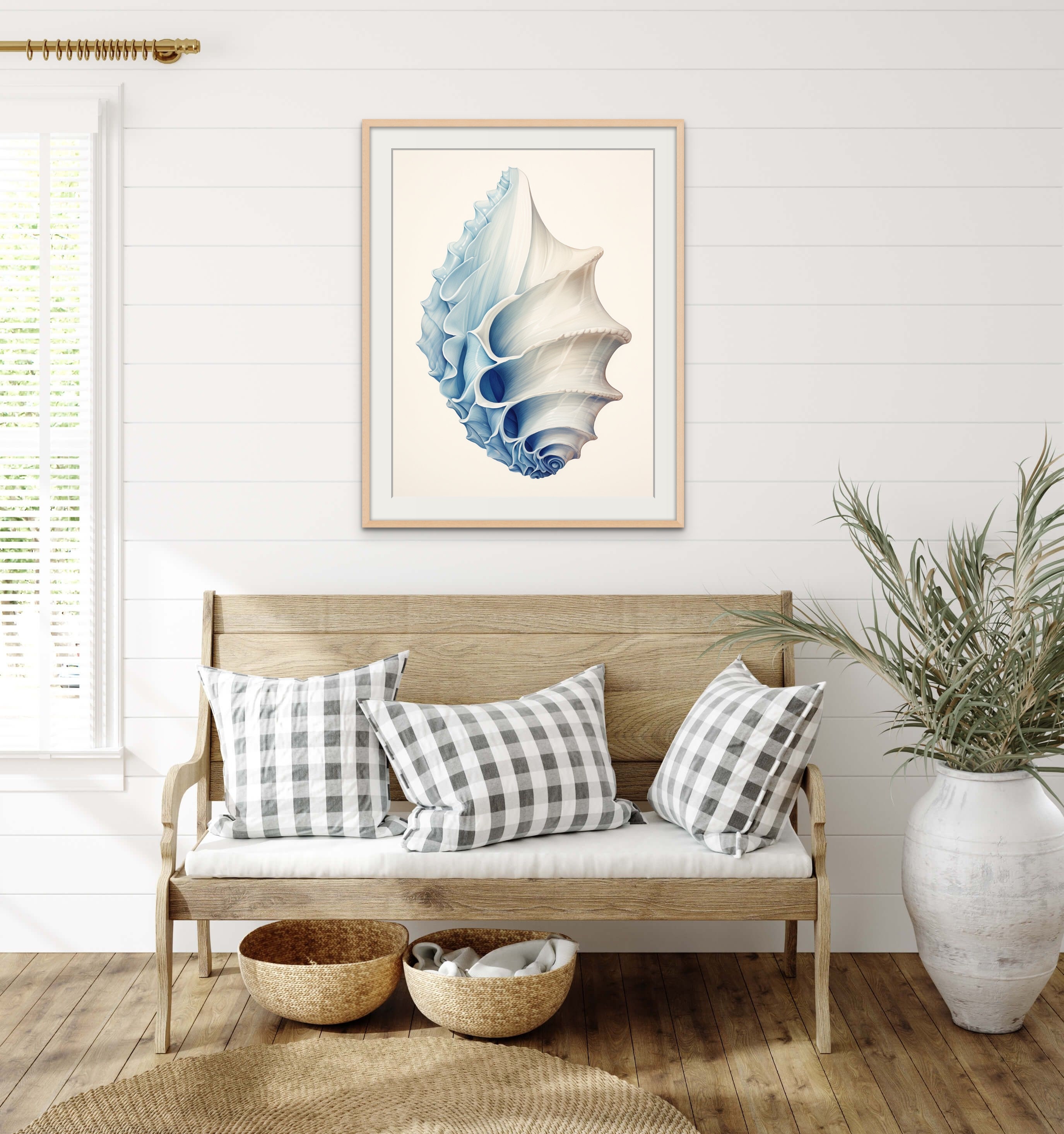 Blue Conch Shell Poster I | Conch Shell Print | Vintage Shell Print ...