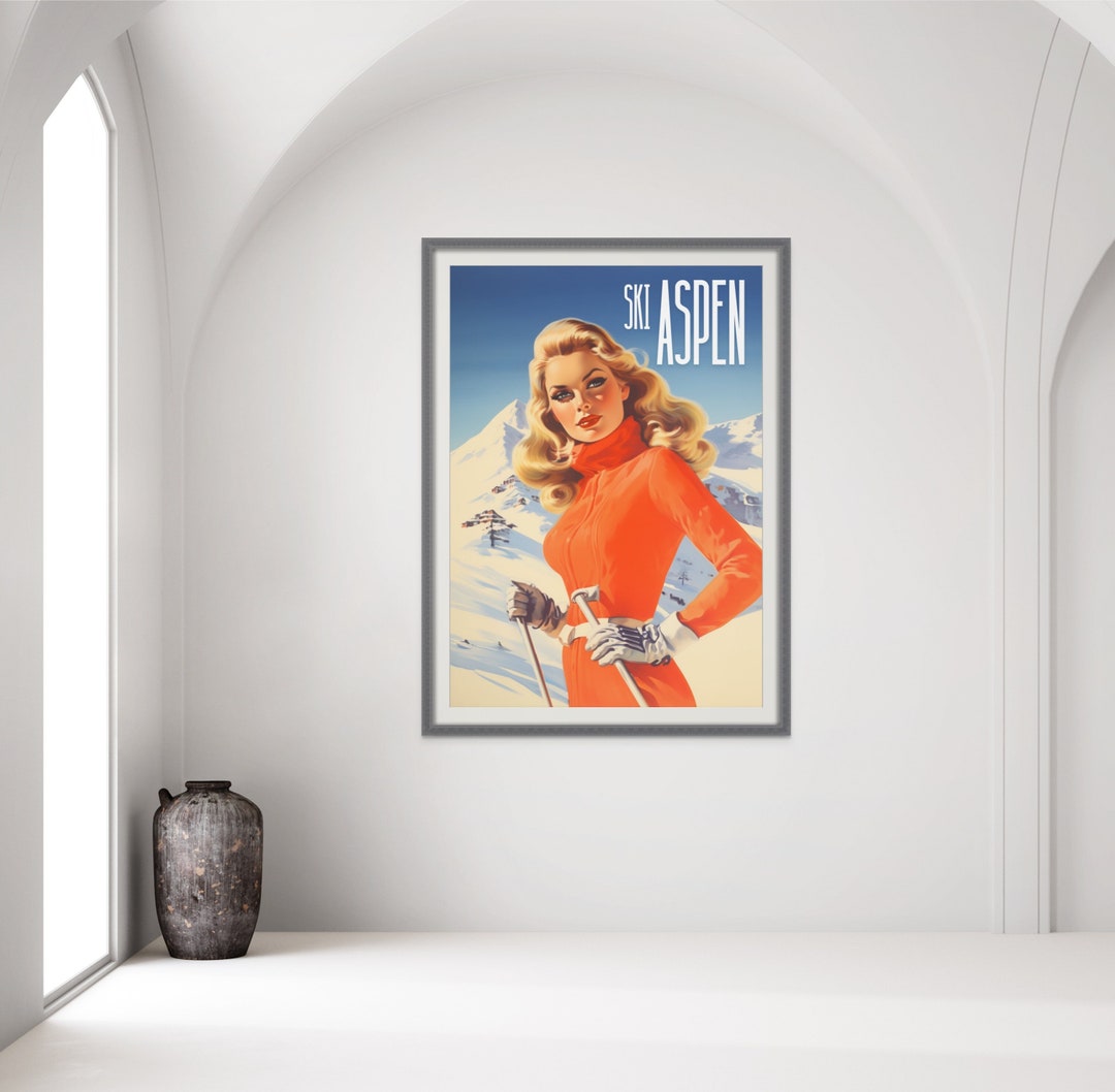 Ski Aspen Poster | Aspen Colorado Poster | Aspen Travel Poster | 1950's ...