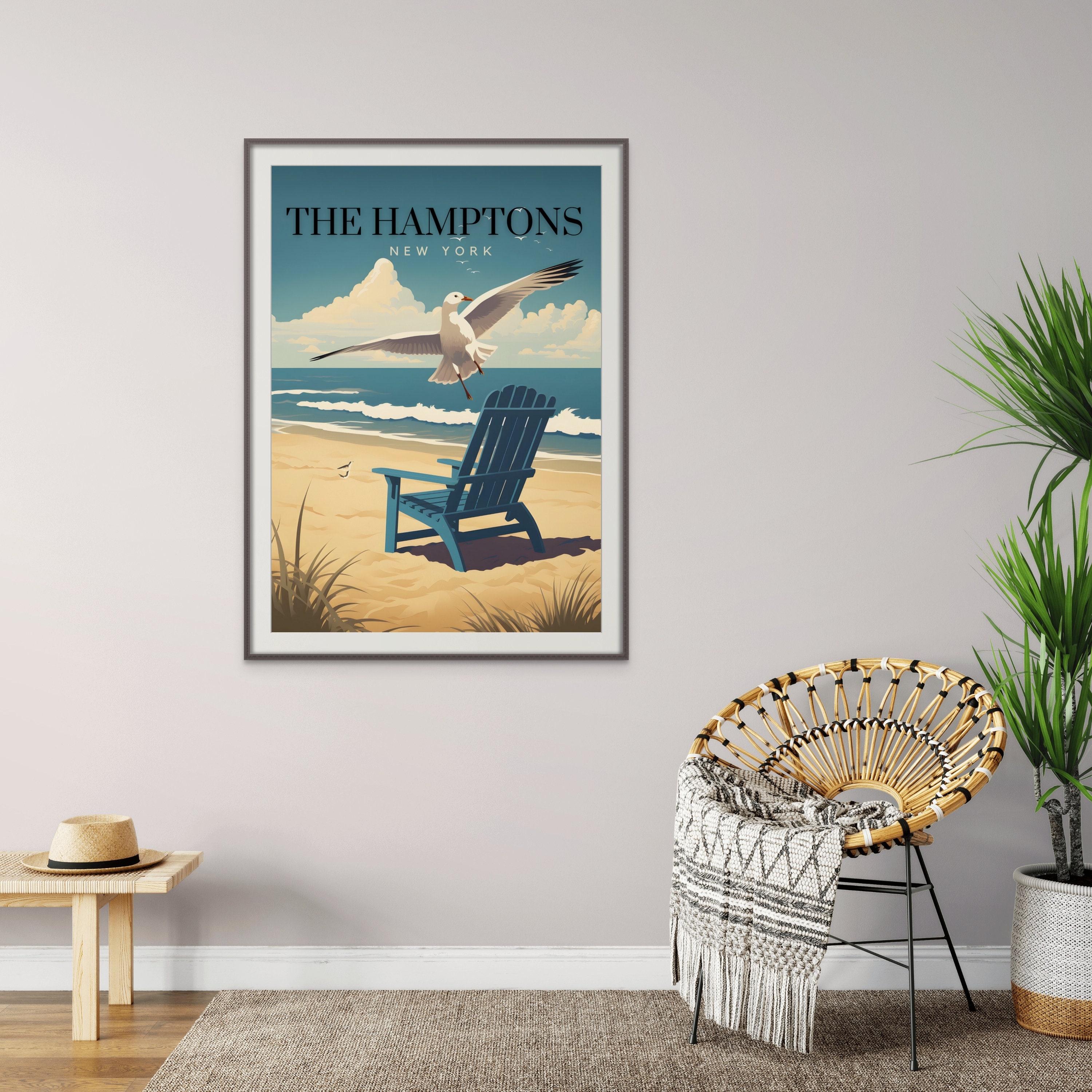 The Hamptons Poster Hamptons Beach Print Travel Poster - Etsy