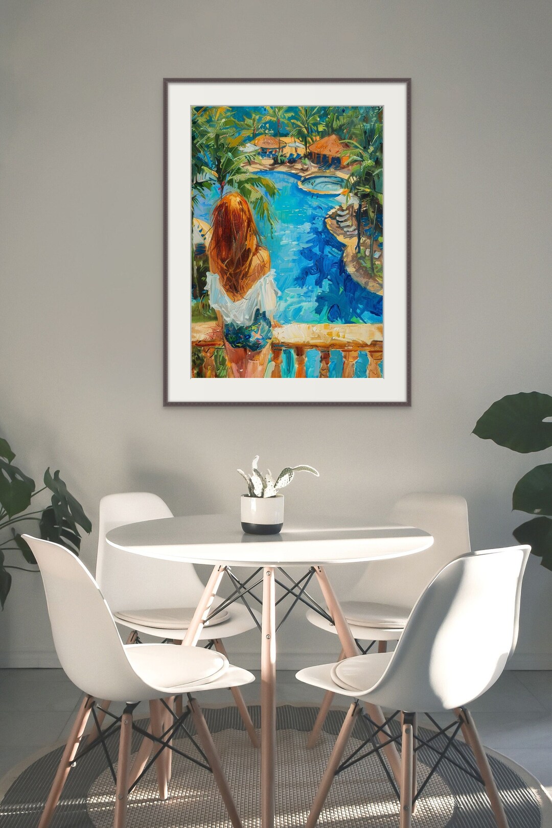 Pool View Print | Resort Wall Art | Tropical Vacation Print | Lady ...