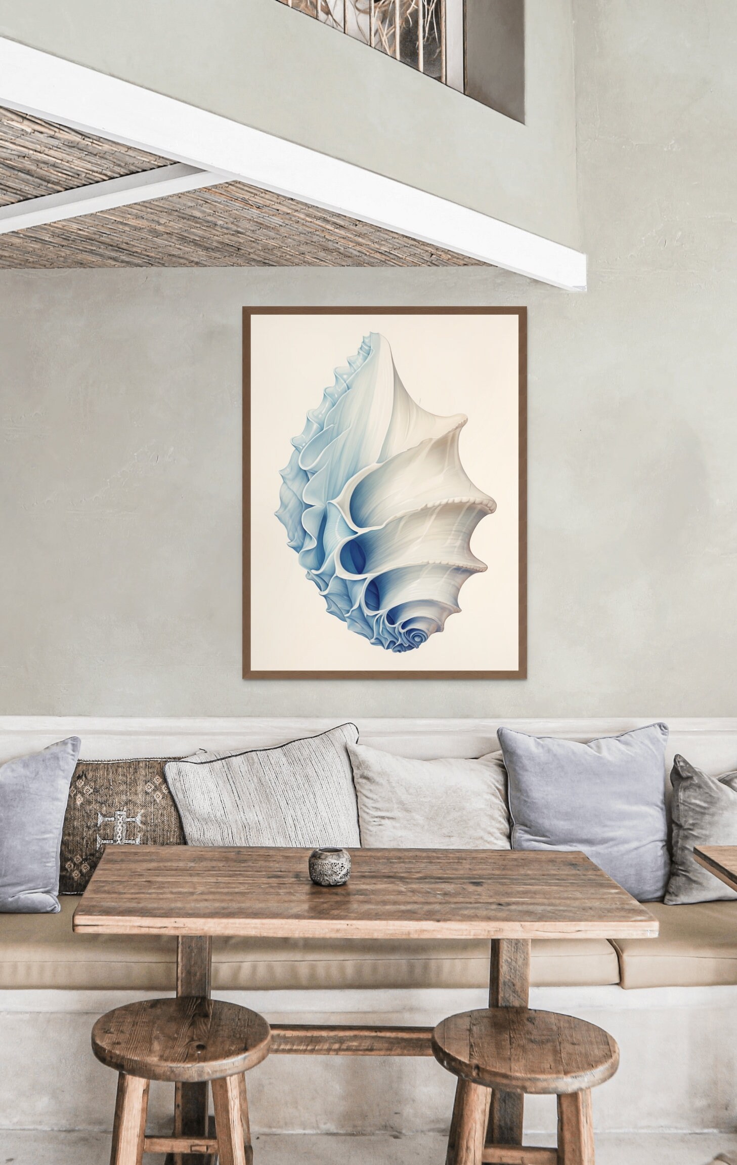 Blue Conch Shell Poster I | Conch Shell Print | Vintage Shell Print ...