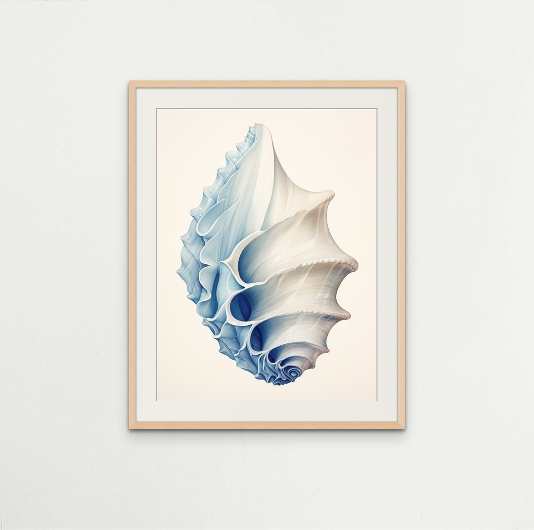Blue Conch Shell Poster I | Conch Shell Print | Vintage Shell Print ...