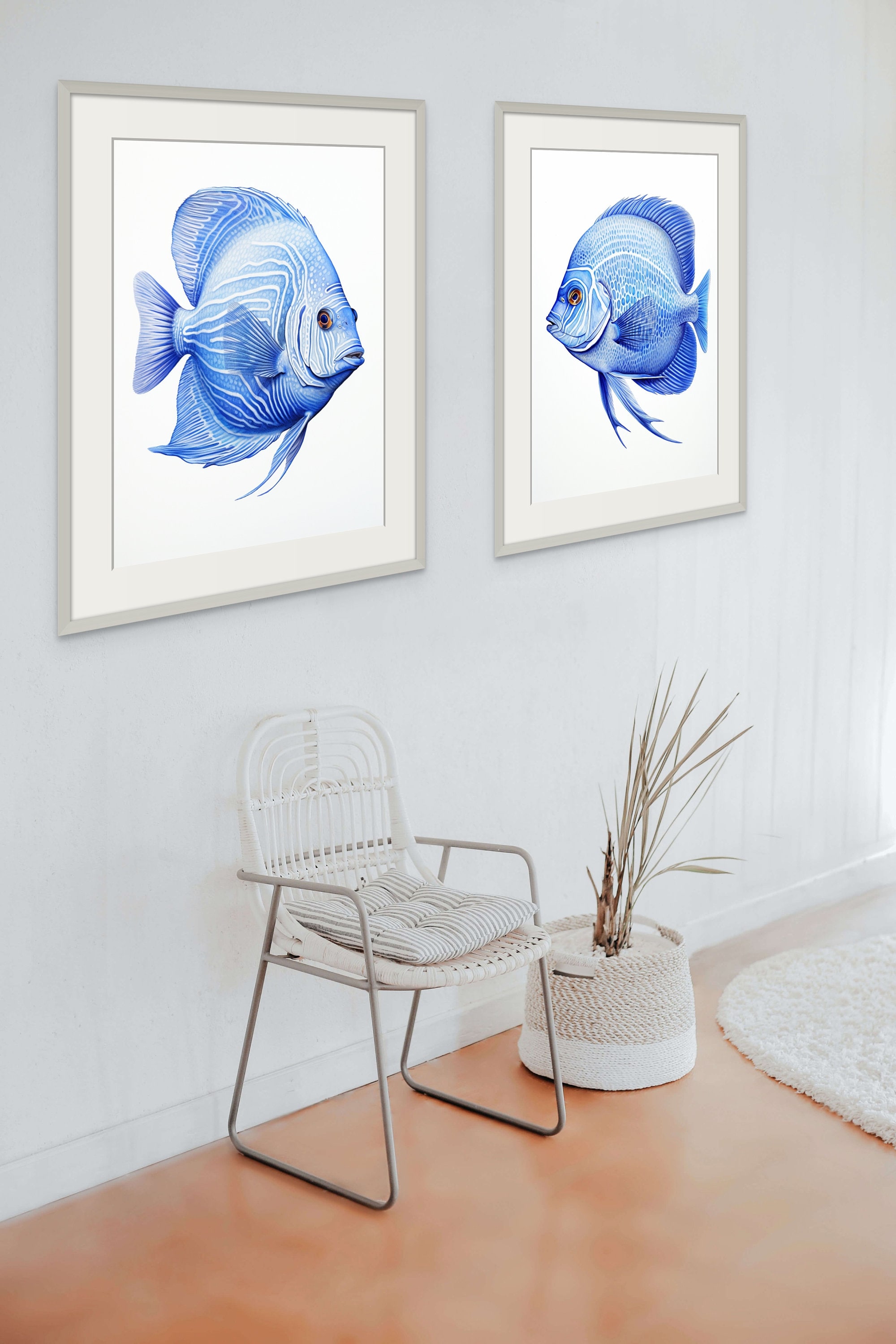 Blue Discus Fish Print | Set of Two Prints | Tropical Fish Art - Etsy