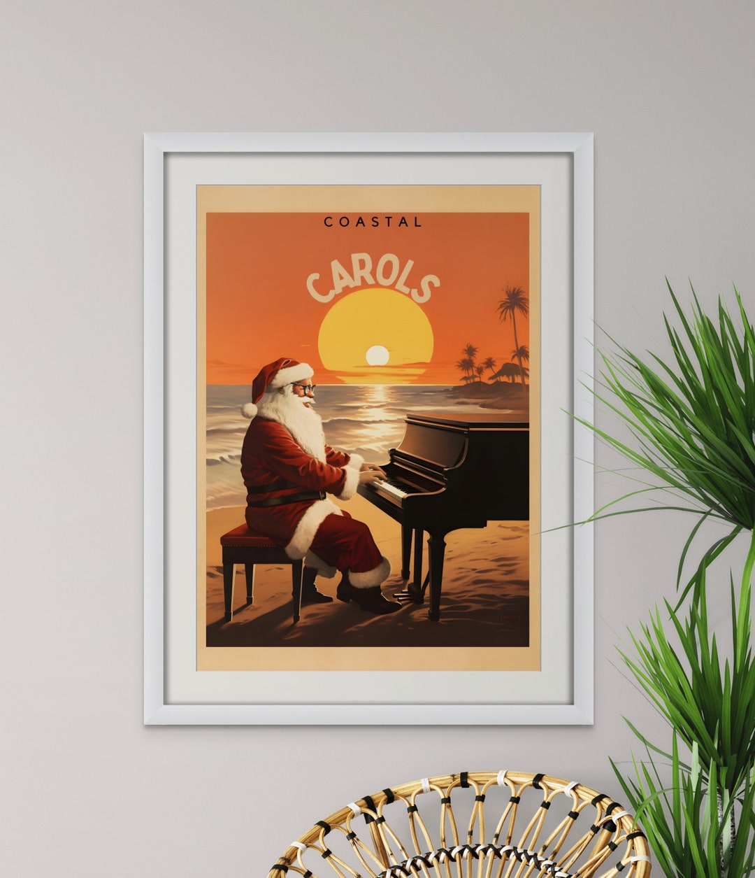 Coastal Carols Santa Poster Beach Christmas - Etsy