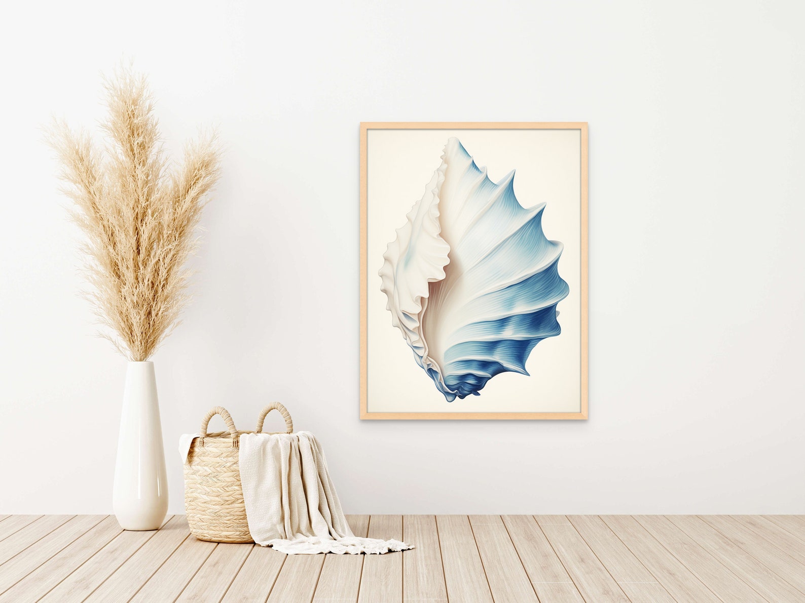 Blue Conch Shell II | Vintage Shell Poster | Hamptons Decor | Beach Art ...