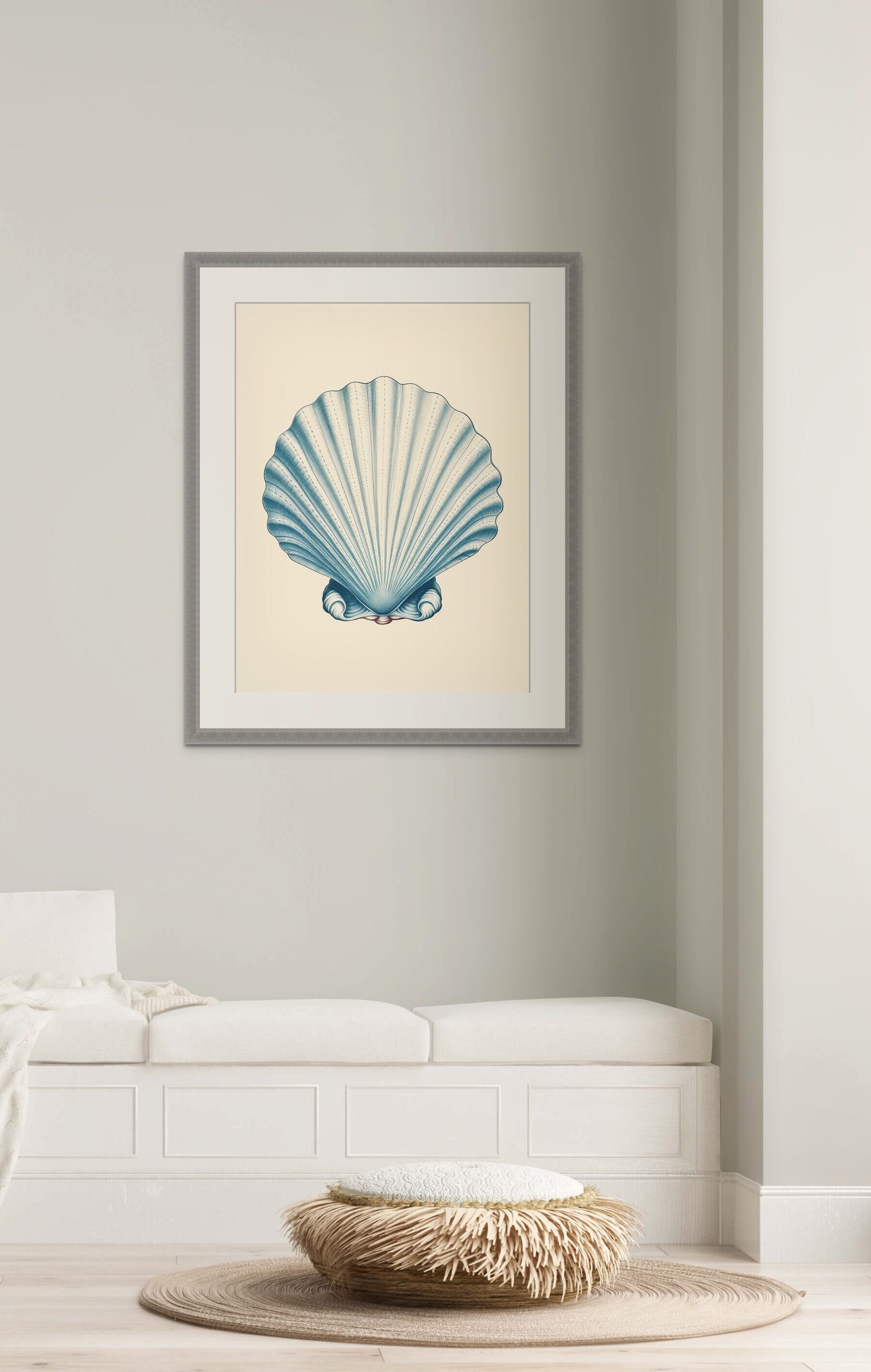 Blue Shell Poster | Clam Shell Poster | Clam Shell Art | Vintage Shell ...