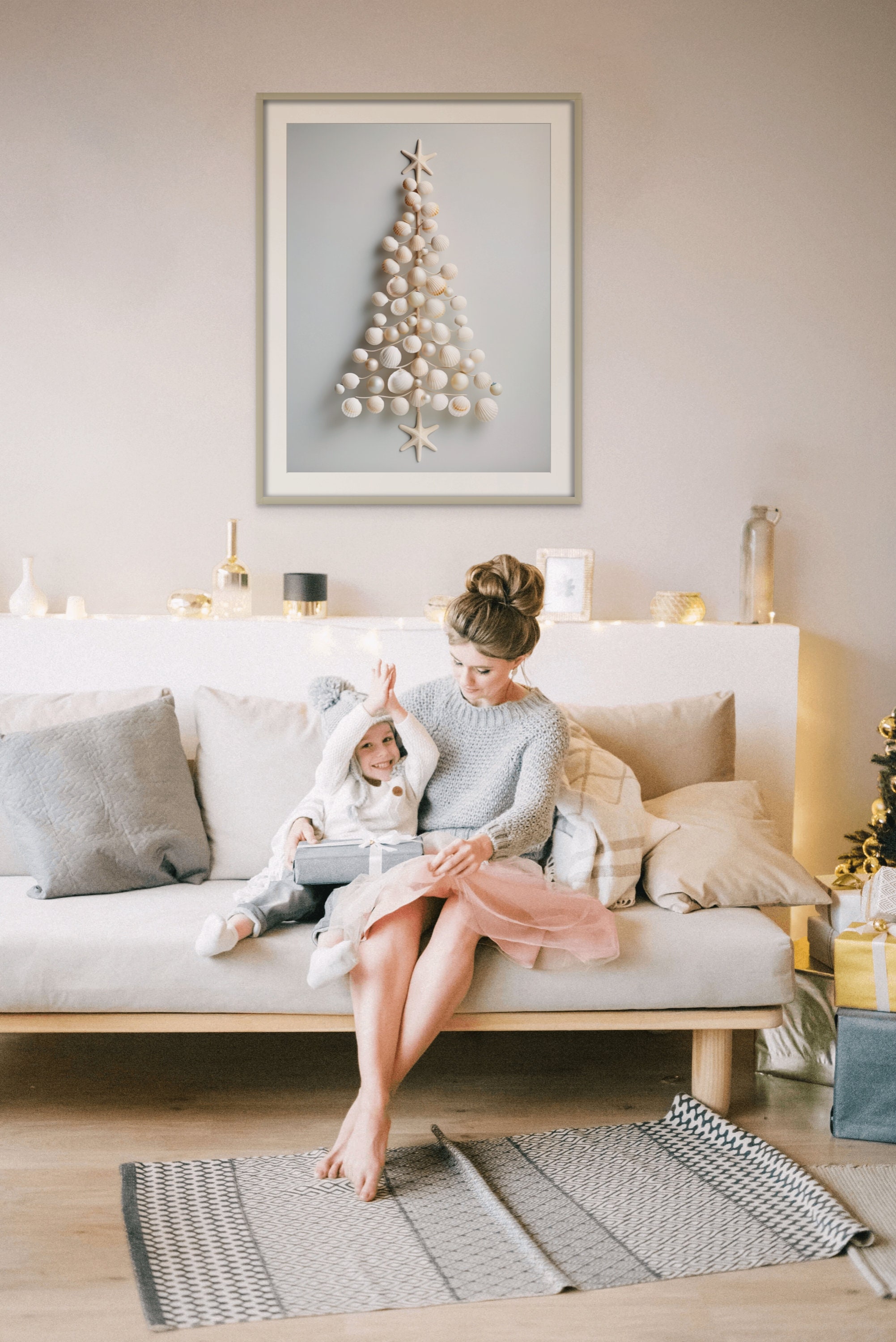 Minimalist Shell Christmas Tree Print | Christmas Art Print | Coastal ...