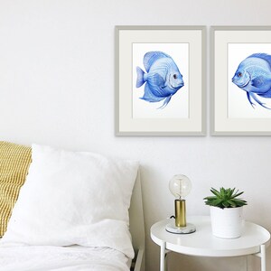 Blue Discus Fish Print set of 2 - Etsy