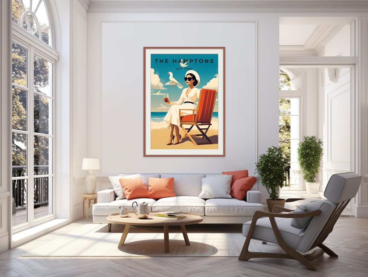 The Hamptons Wall Art Hamptons Travel Poster Vintage Poster Art Vintage ...