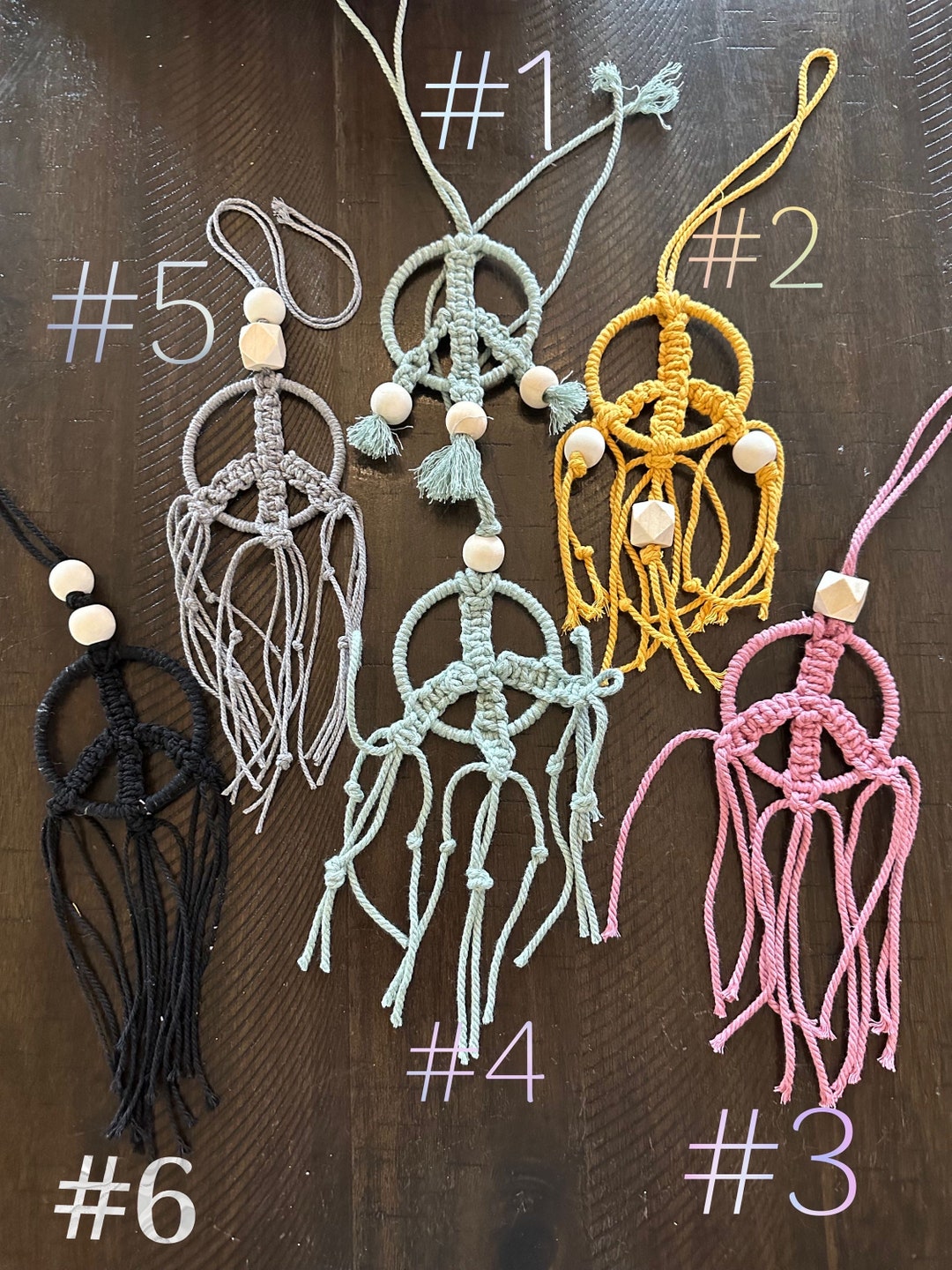 Macrame Peace Sign Car Charms/essential Oil Diffusers - Etsy
