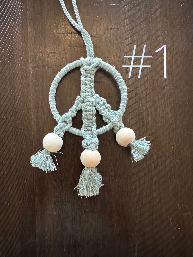 Macrame Peace Sign Car Charms/essential Oil Diffusers - Etsy