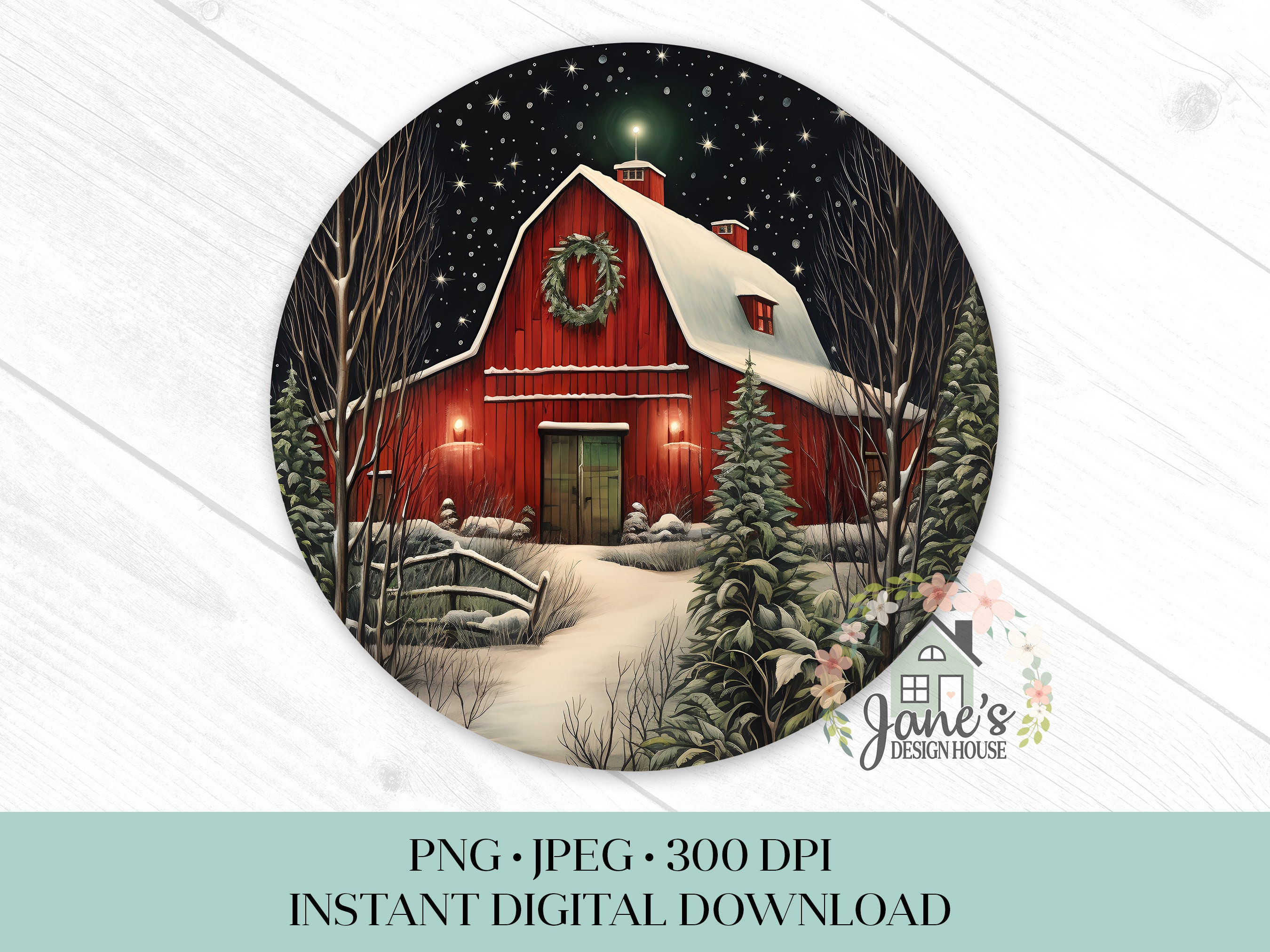 Winter Red Barn Sign PNG, Christmas Farmhouse Sublimation Digital ...