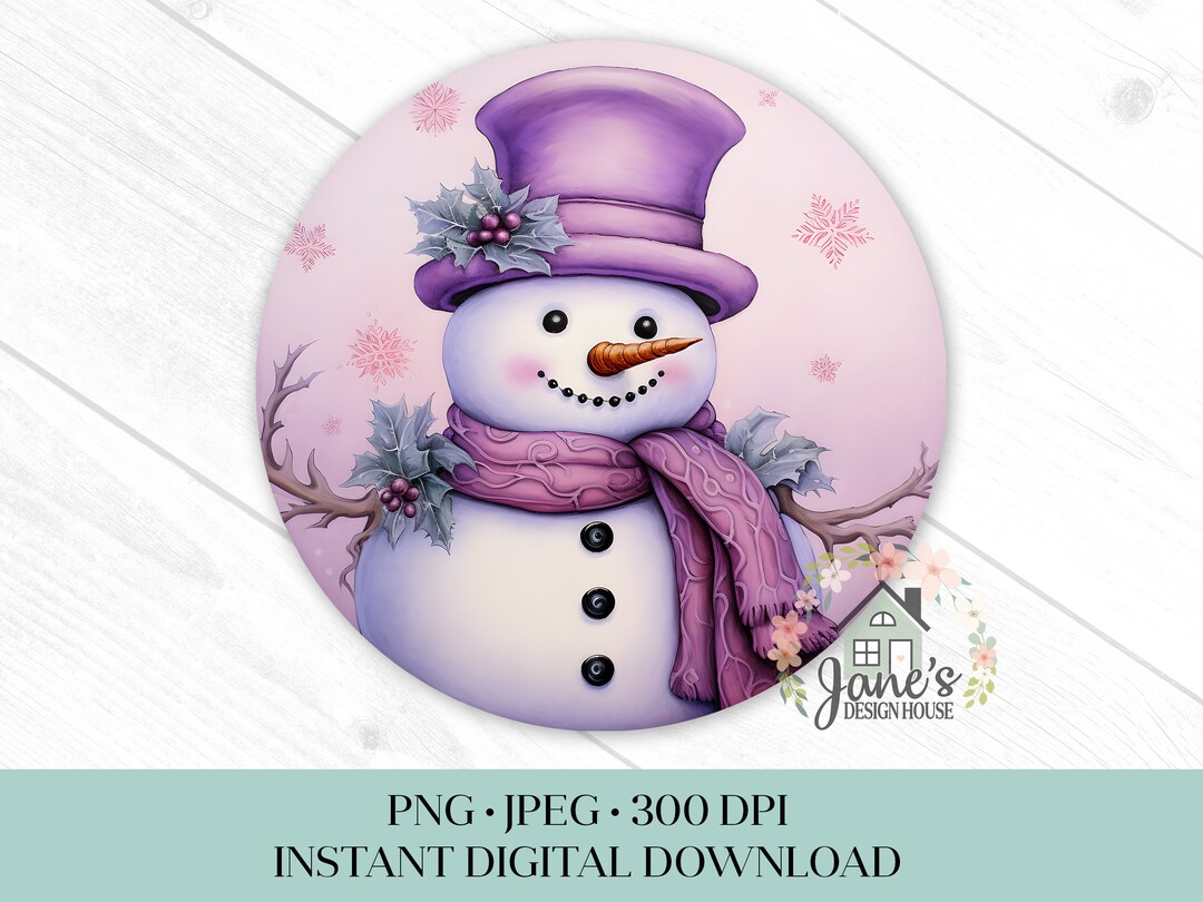 Pink and Purple Snowman Sign PNG Christmas Sublimation - Etsy