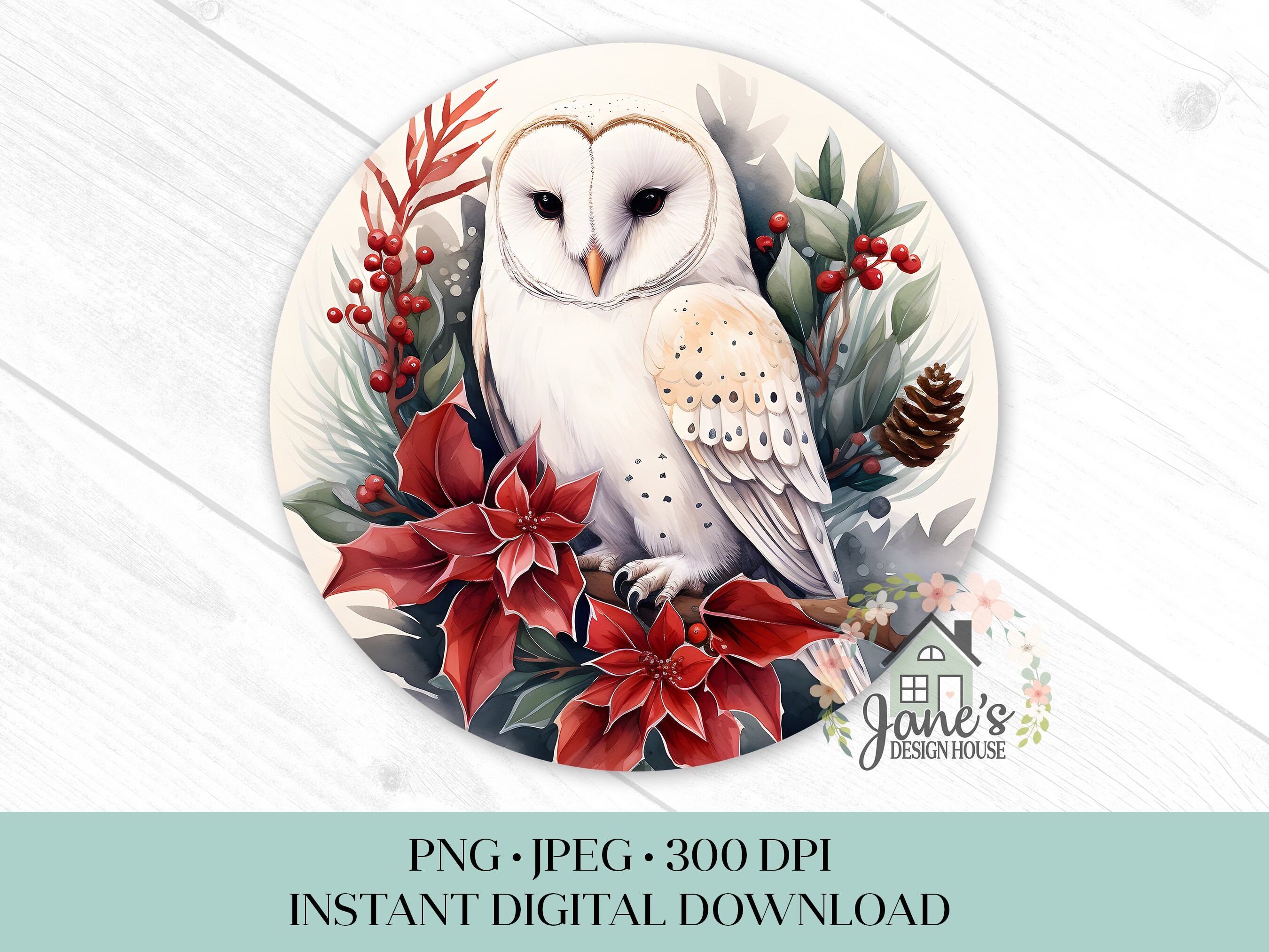 White Owl Sign PNG, Christmas Owl Sublimation Digital Download ...