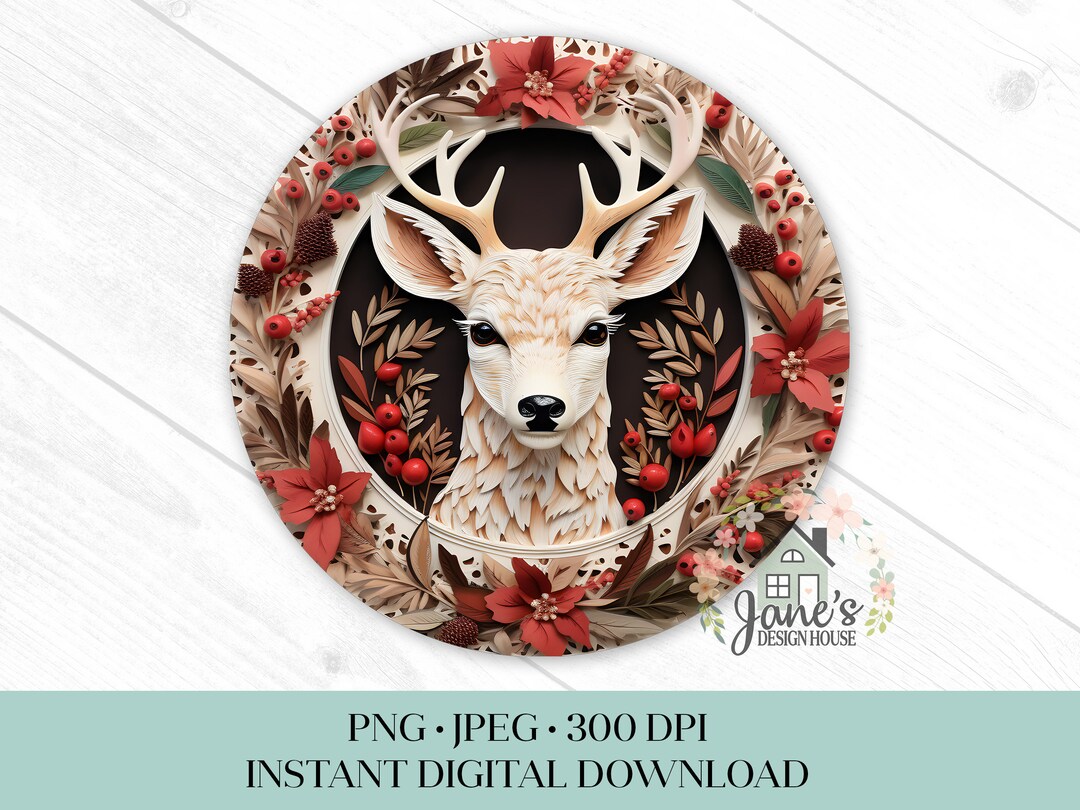 3D Deer Sign PNG, Christmas Deer Sublimation Digital Download ...