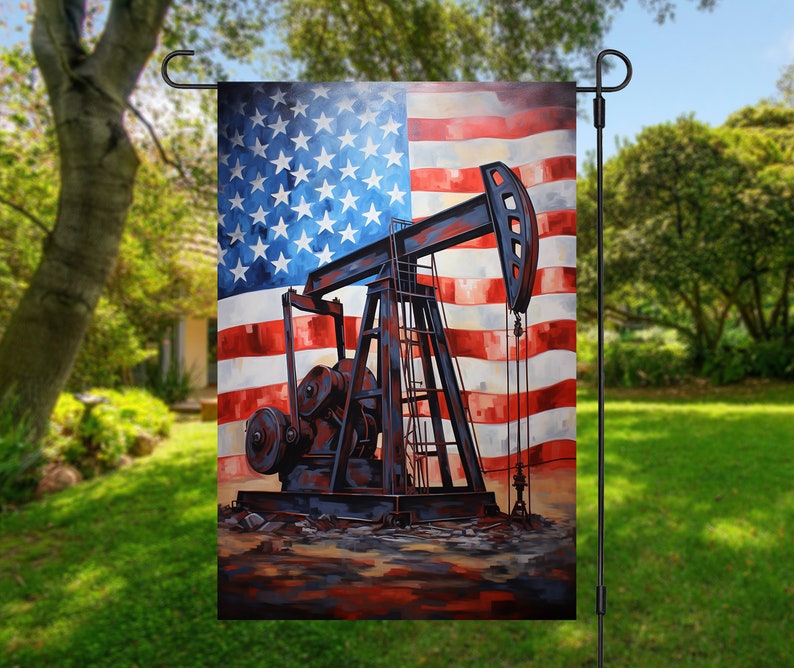 Patriotic Pumping Unit Garden Flag PNG, USA Oilfield Sublimation ...