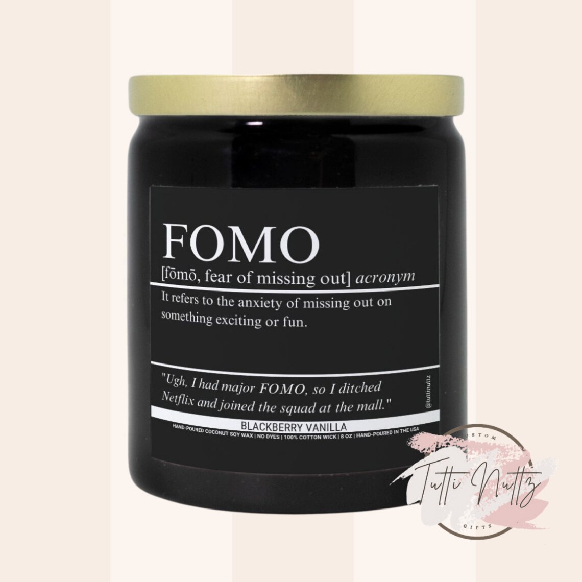 Hand-poured Coconut Soy Wax Gen Z Decoder Candle FOMO BLACK LABEL Vegan ...