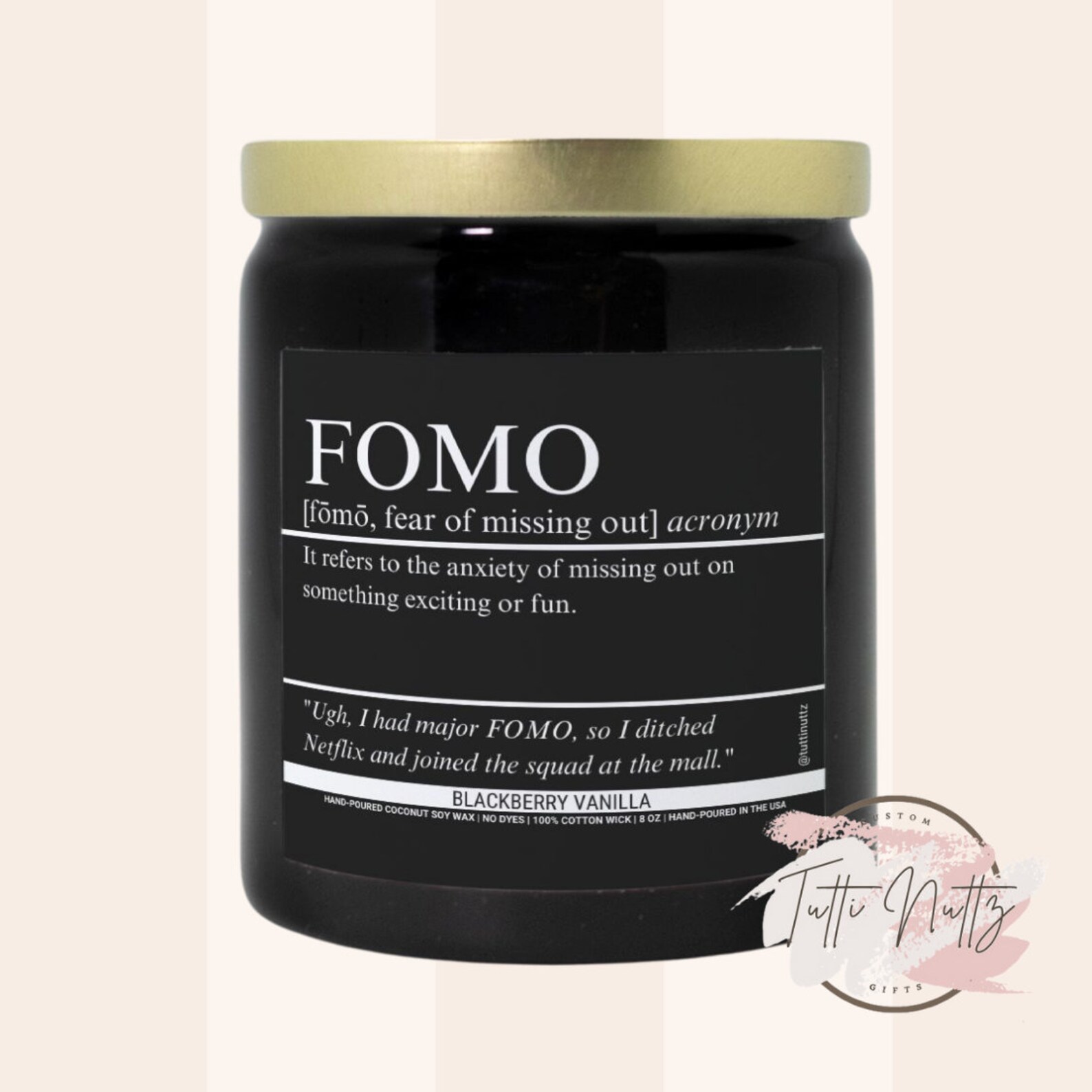Hand-poured Coconut Soy Wax Gen Z Decoder Candle FOMO BLACK LABEL Vegan ...
