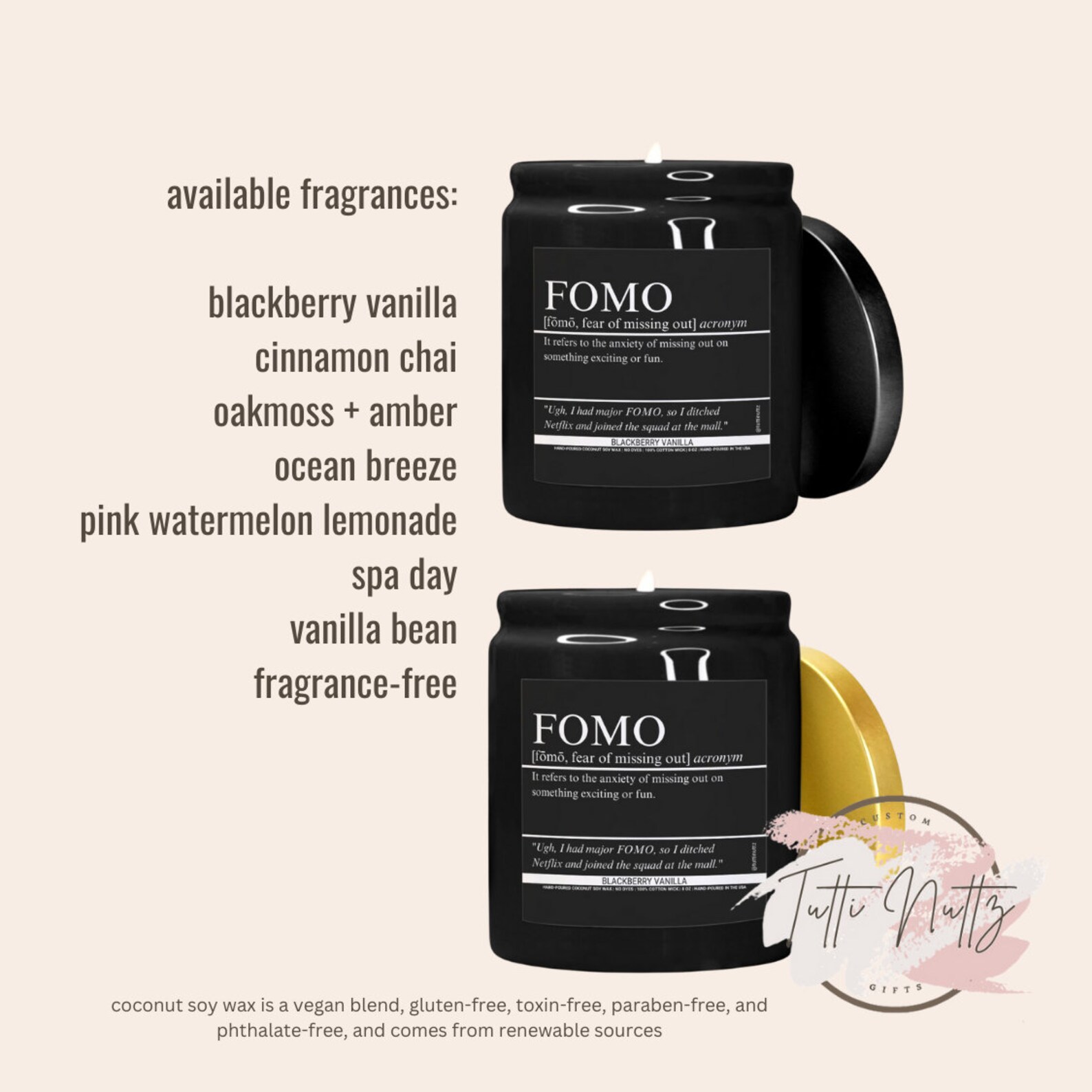 Hand-poured Coconut Soy Wax Gen Z Decoder Candle FOMO BLACK LABEL Vegan ...