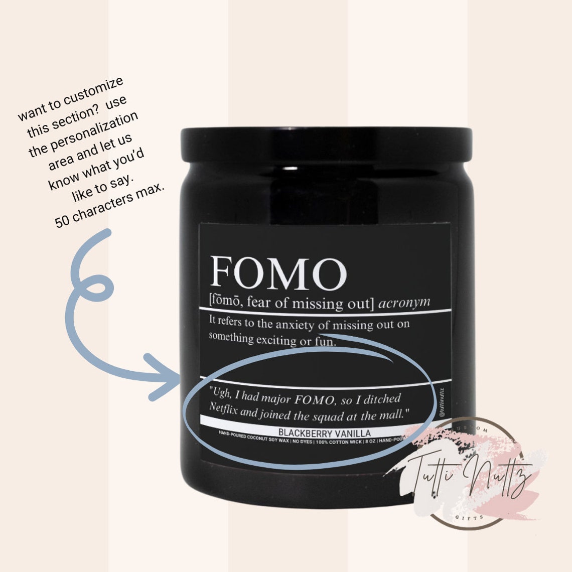 Hand-poured Coconut Soy Wax Gen Z Decoder Candle FOMO BLACK LABEL Vegan ...