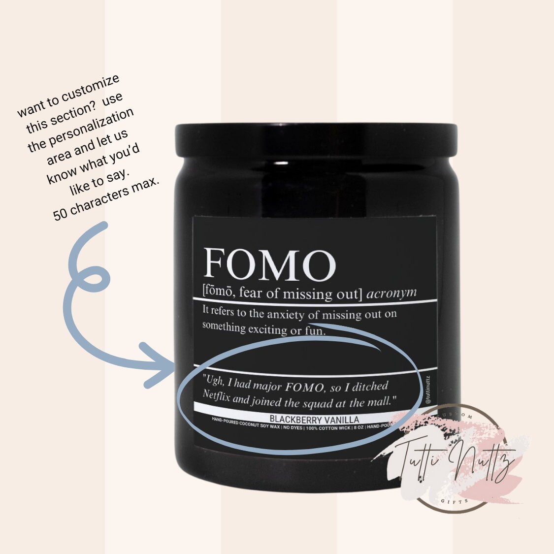 Hand-poured Coconut Soy Wax Gen Z Decoder Candle FOMO BLACK LABEL Vegan ...