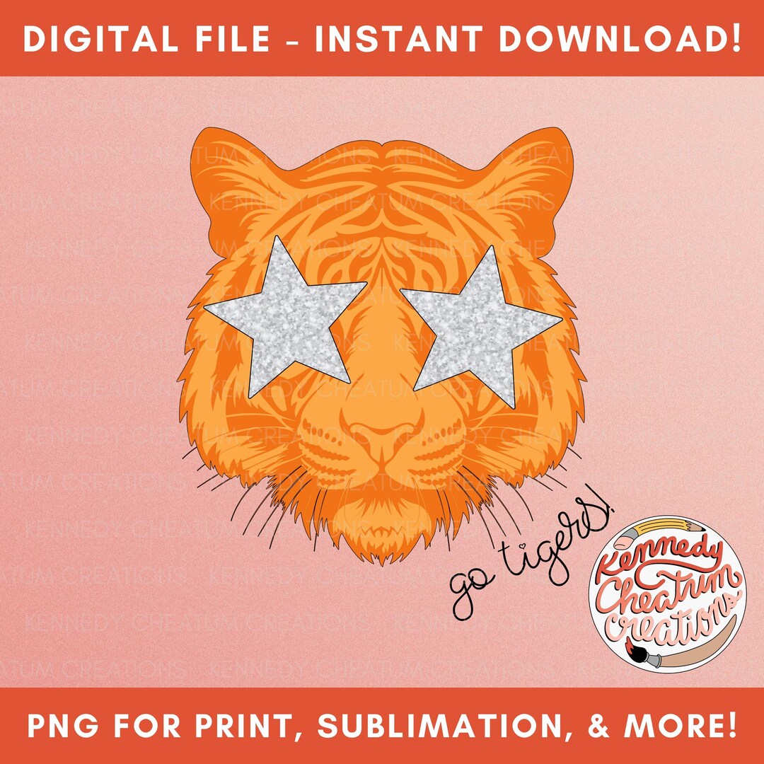 Starry Eyed Tiger, Go Tigers! Retro Mascot School Spirit Shirt Design ...