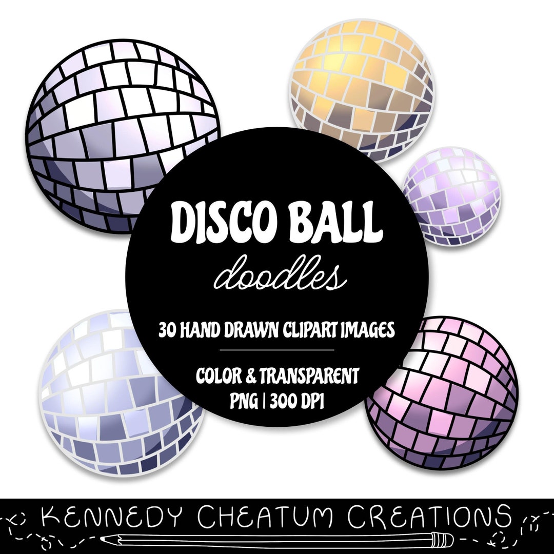 Disco Ball Doodles Clipart - Hand Drawn Color and Transparent Clipart ...