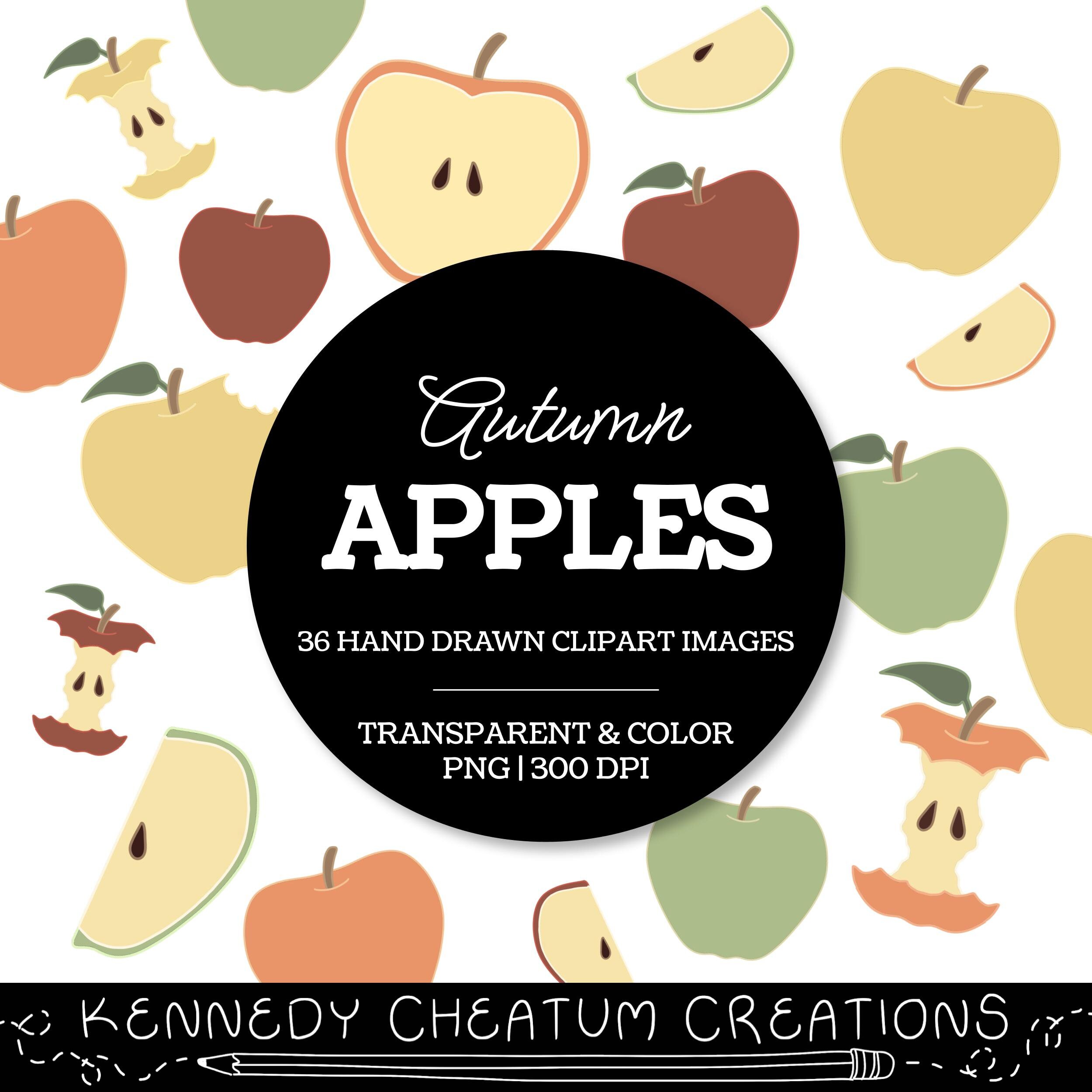 Autumn Apples Clipart - BACK TO SCHOOL Clipart, Hand Drawn Color and ...