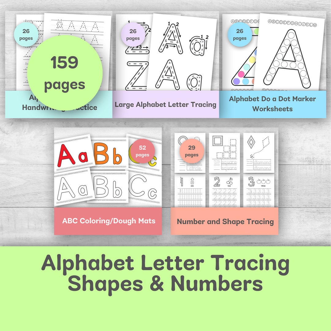 Alphabet Letter Tracing, Large ABC Letters Activities, Number Tracing ...
