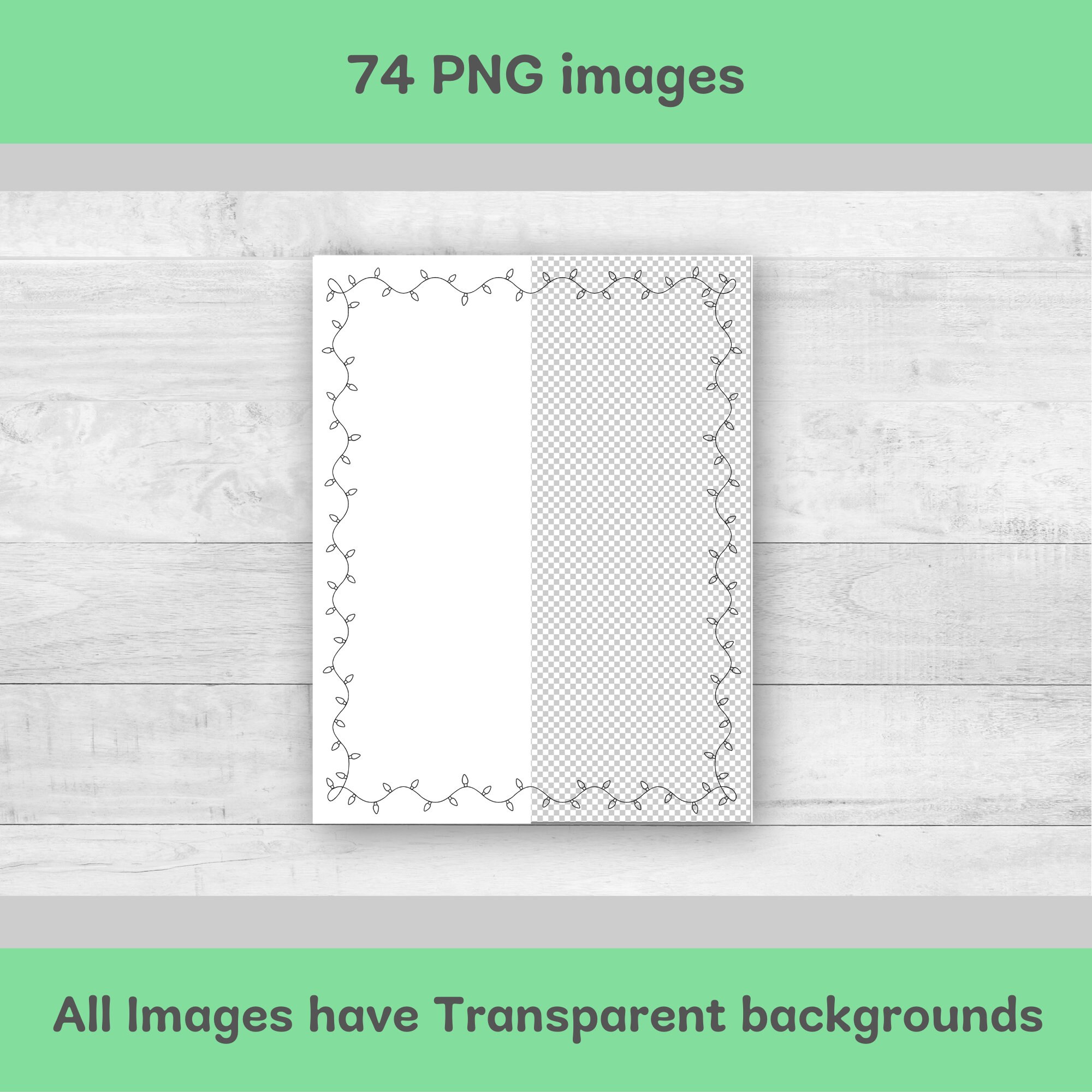 Christmas Borders Black and White: Hand Drawn, Christmas Lights and ...