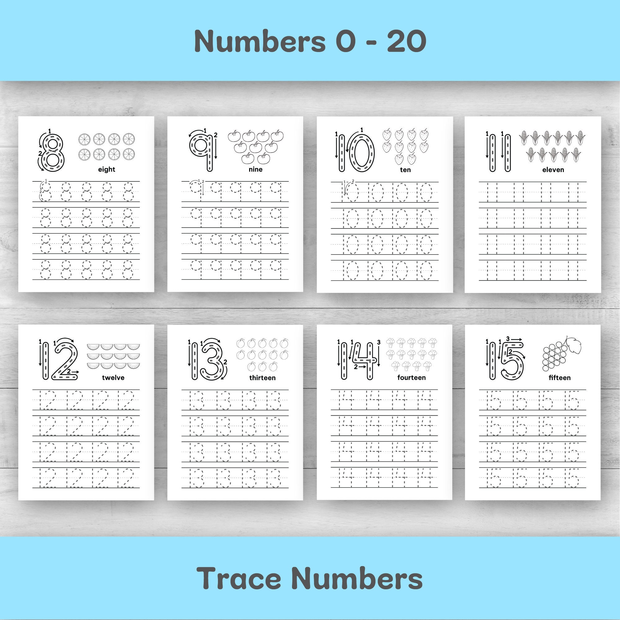 Number Tracing and Shape Tracing Worksheets: Kindergarten and - Etsy