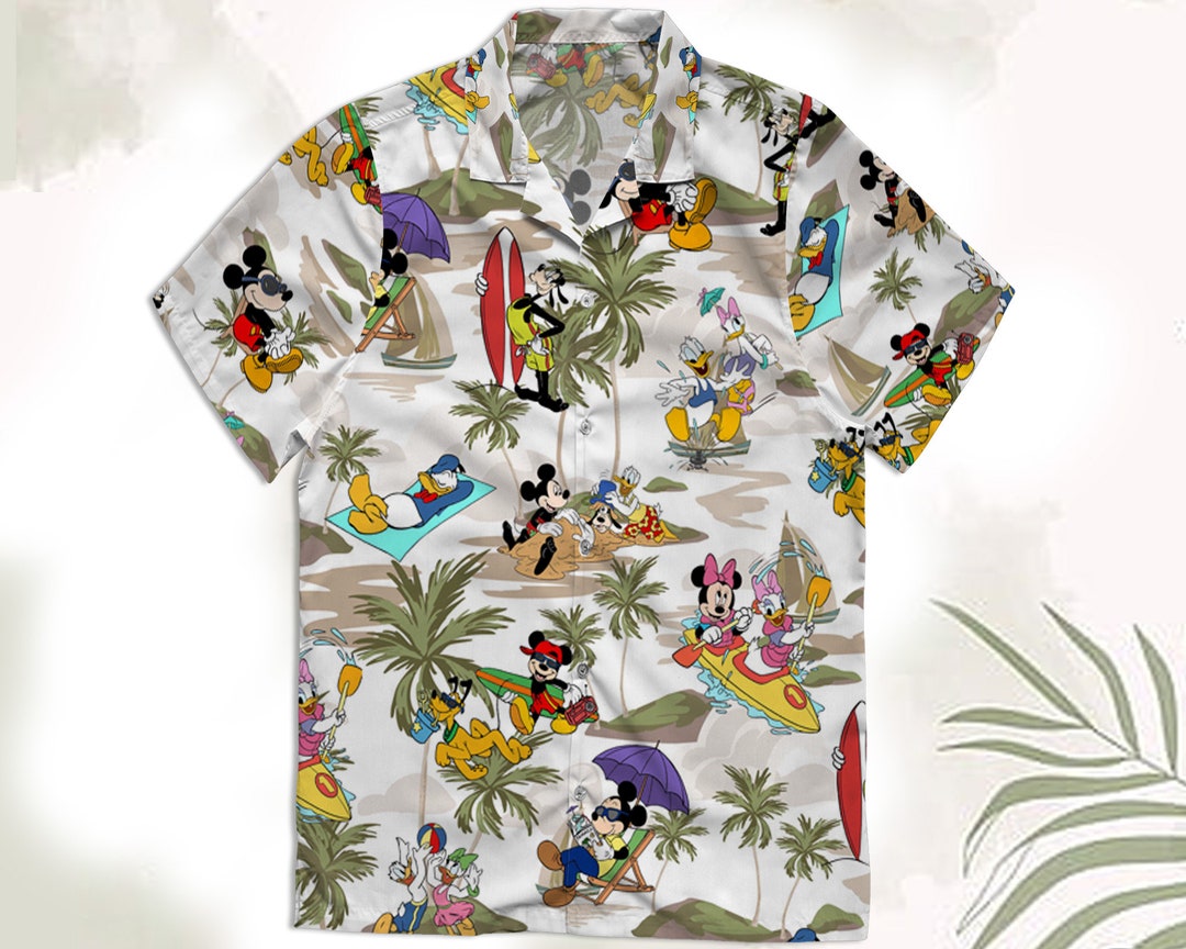 Retro Mickey Friends Summer Beach Palm Tree Hawaiian Shirt, Mickey ...