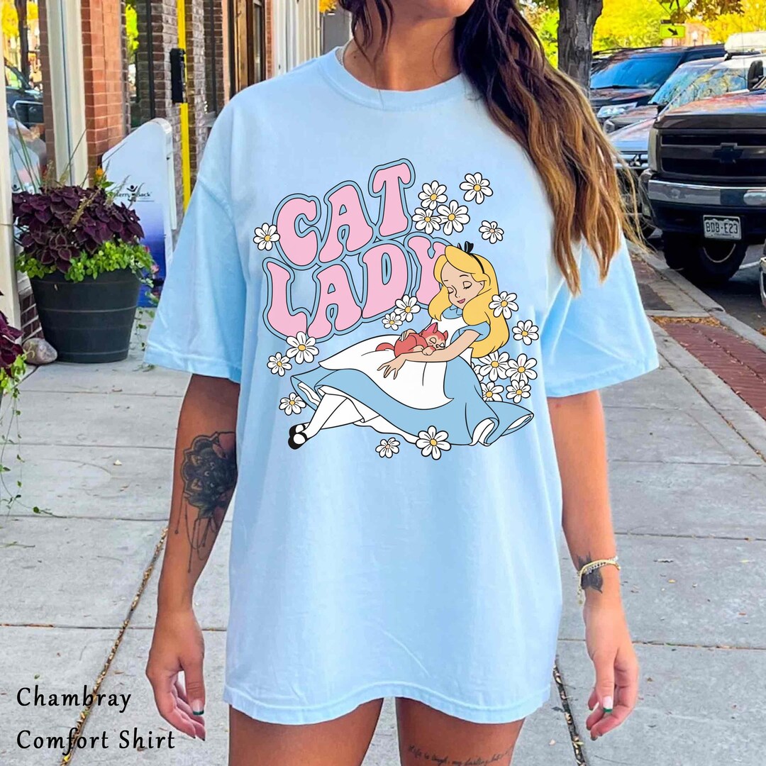 Disney Alice in Wonderland Cat Lady Shirt, Retro Groovy Alice Princess ...